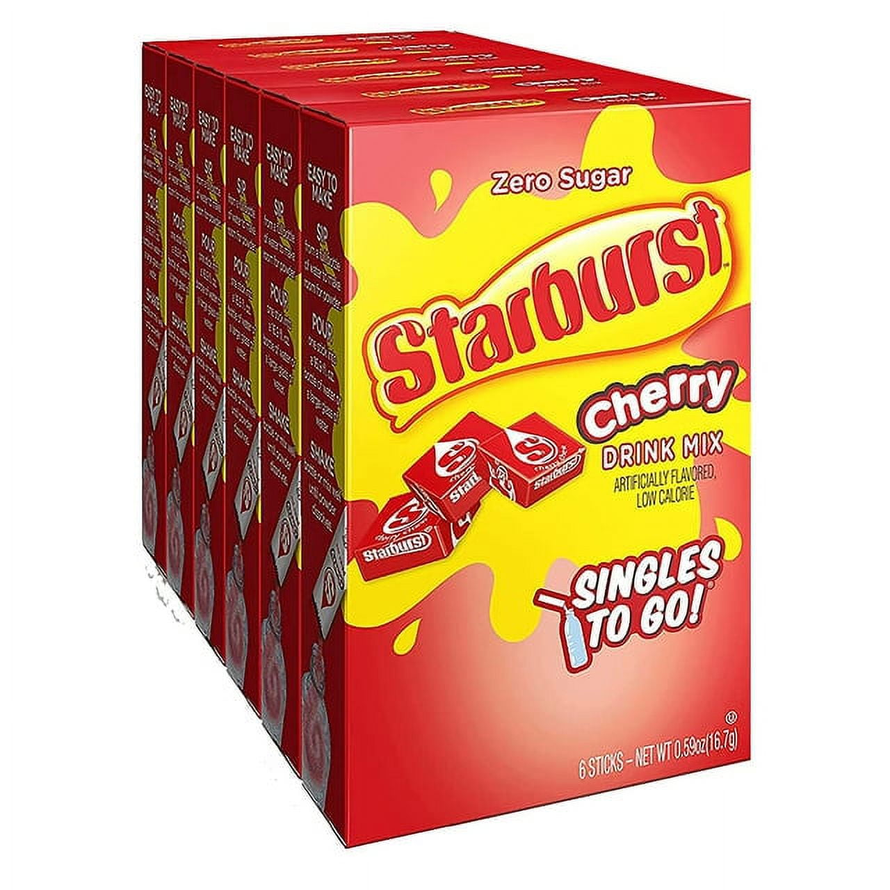 Starburst Zero Sugar Singles-to-Go Powdered Drink Mix, Cherry, 6 Count ...