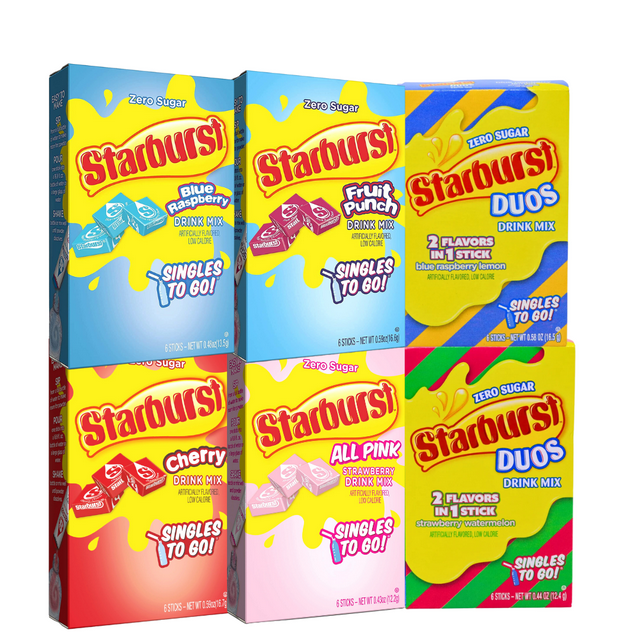 Starburst Zero Sugar Singles Variety Pack Drink Mix - Strawberry Duo ...