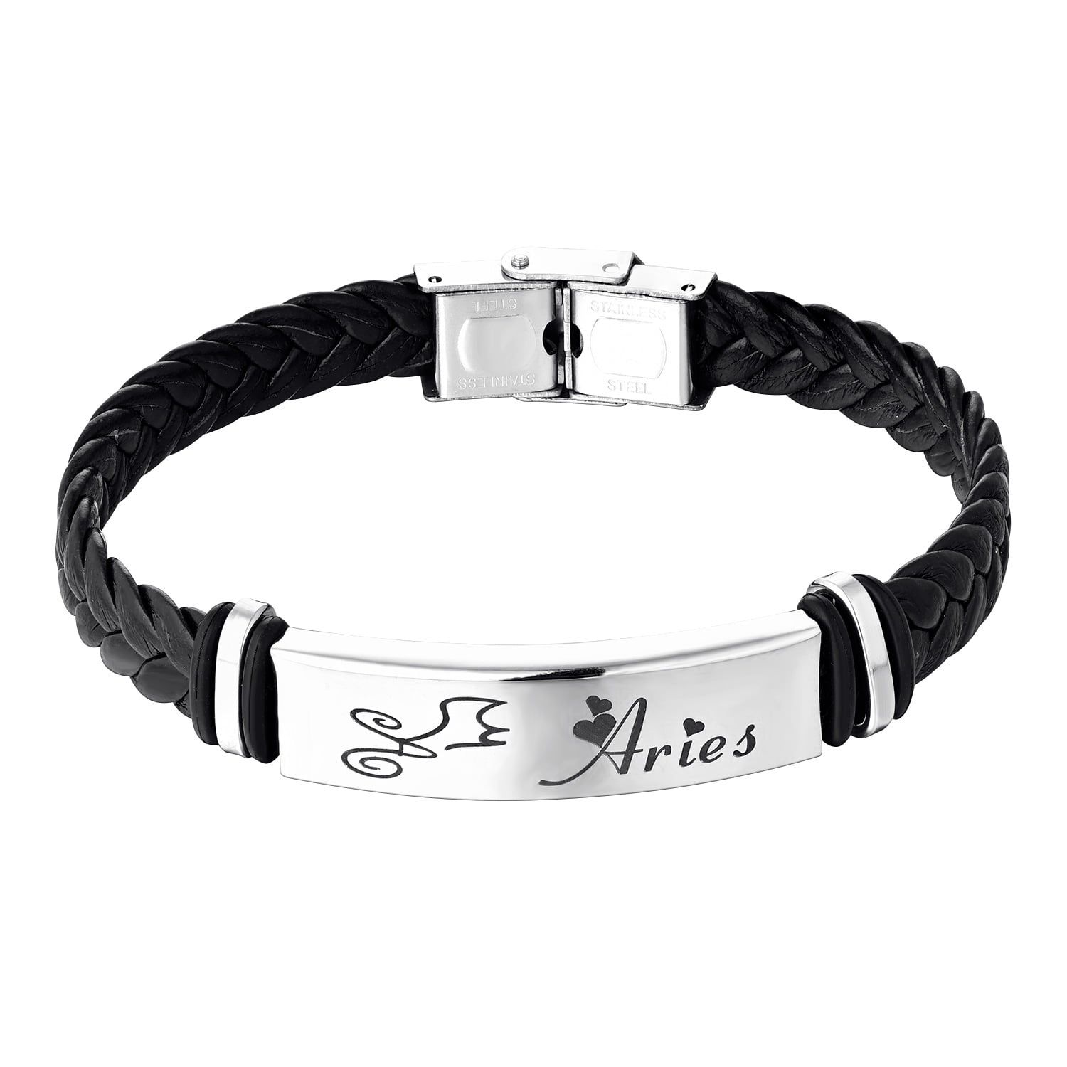 Starchenie Aries Leather Bracelet, Zodiac Signs Braided Rope Bracelet ...