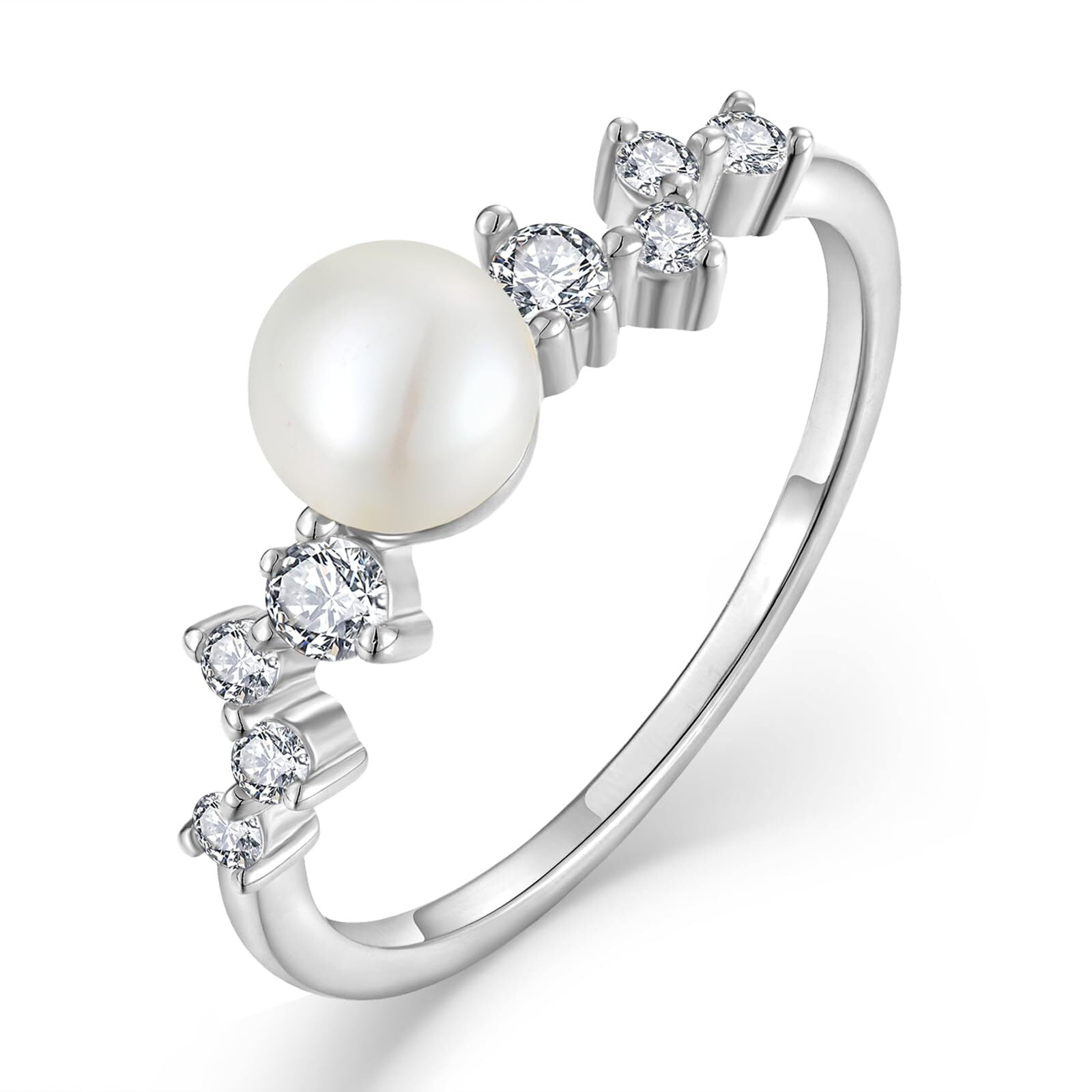 Starchenie 6mm Freshwater Pearl Ring 925 Sterling Silver Promise and Statement Rings Size 5 for Women Walmart