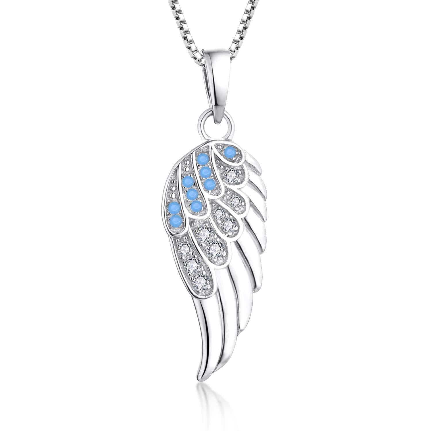 Starchenie 925 Sterling Silver Turquoise Angel Wing Pendant Necklace ...