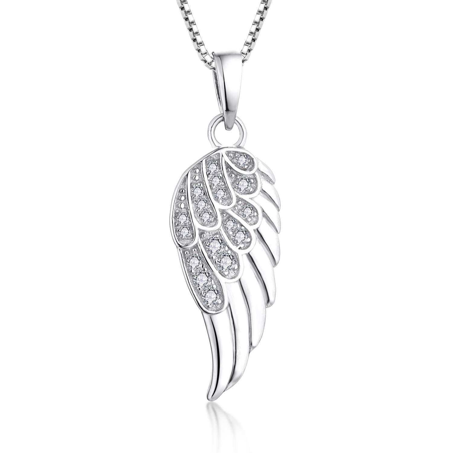 Sterling Silver Angel Wing Pendant Necklace, 18" - Walmart.com