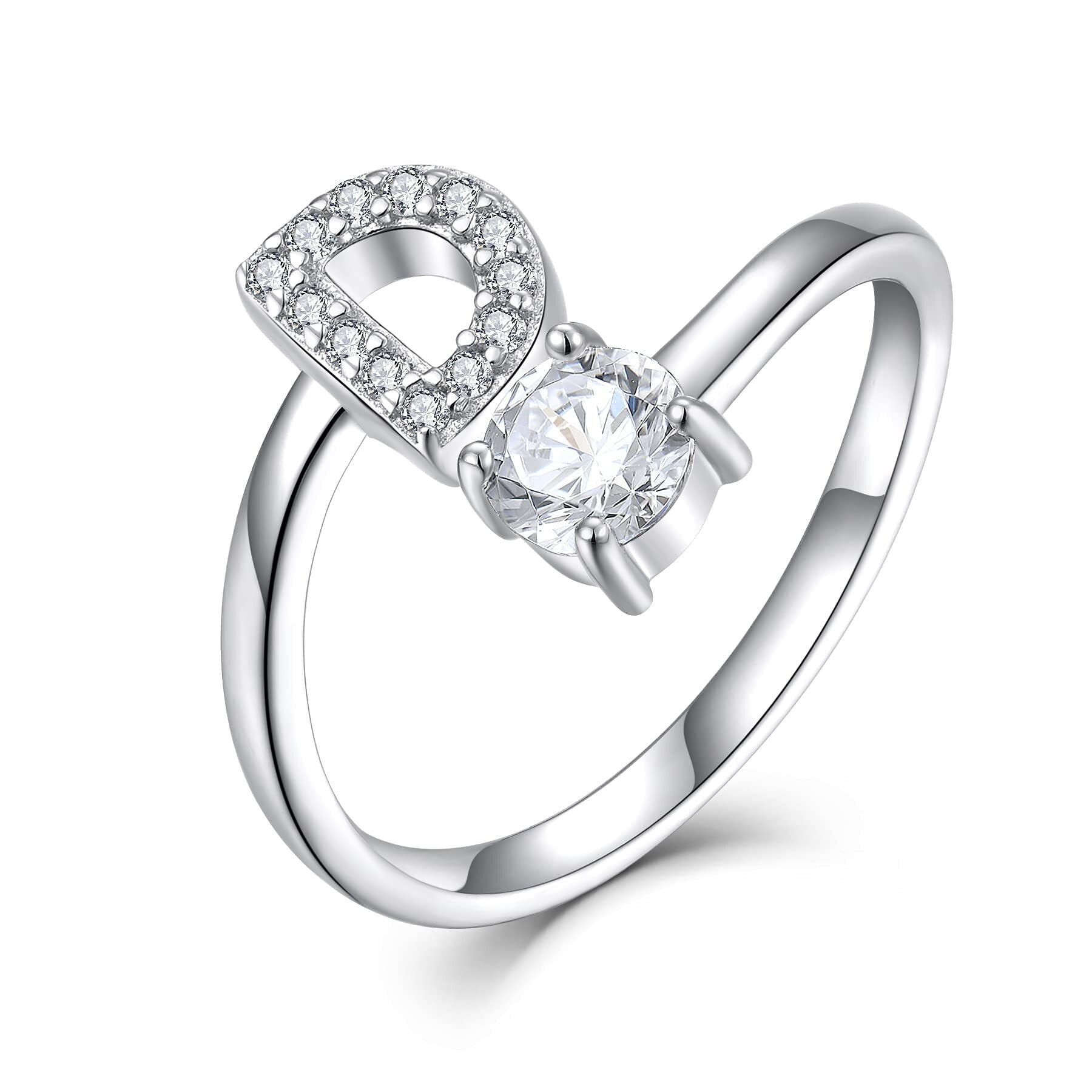 Starchenie Adjustable Initial Ring for Women 925 Sterling Silver ...