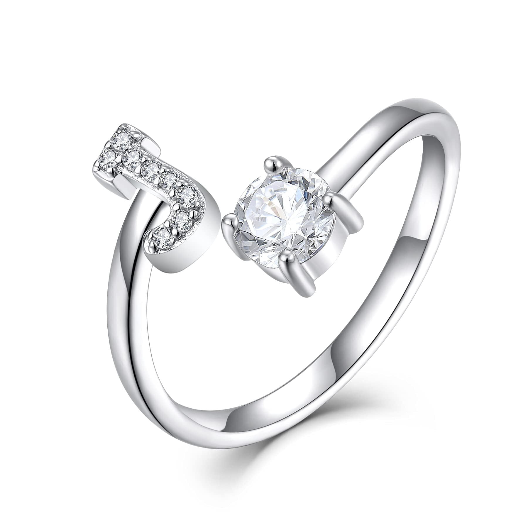 Starchenie Adjustable Initial Ring for Women 925 Sterling Silver ...