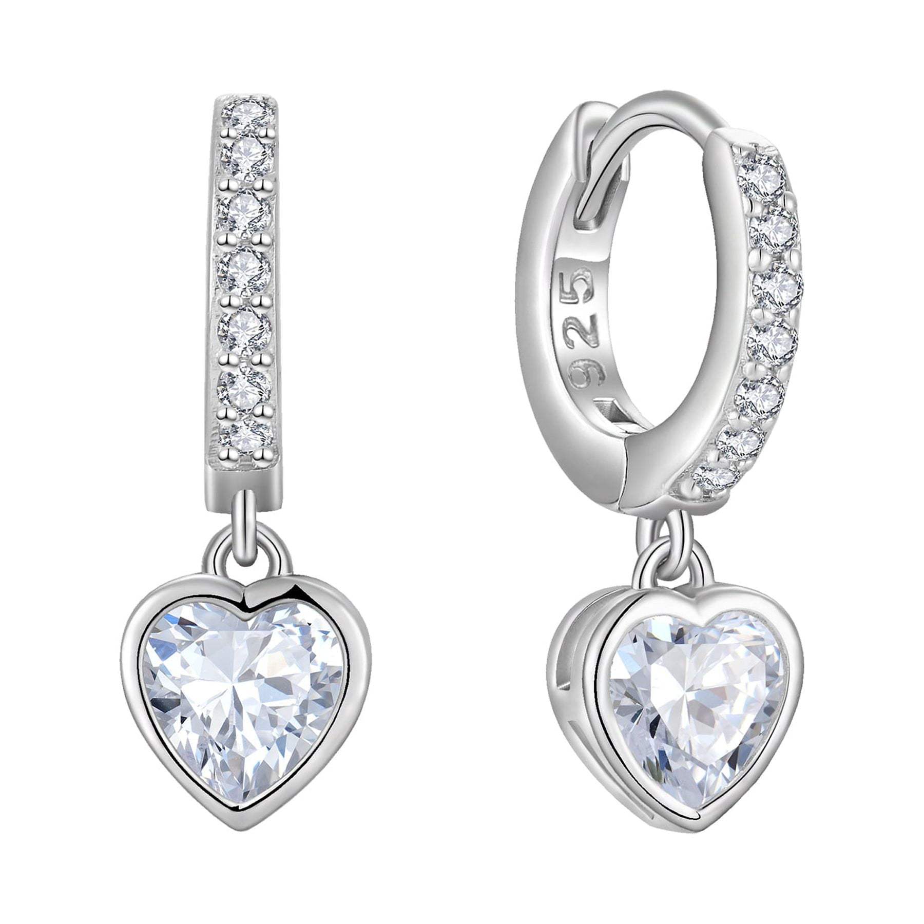 Starchenie Heart Dangle Drop Earrings 925 Sterling Silver April Diamond ...