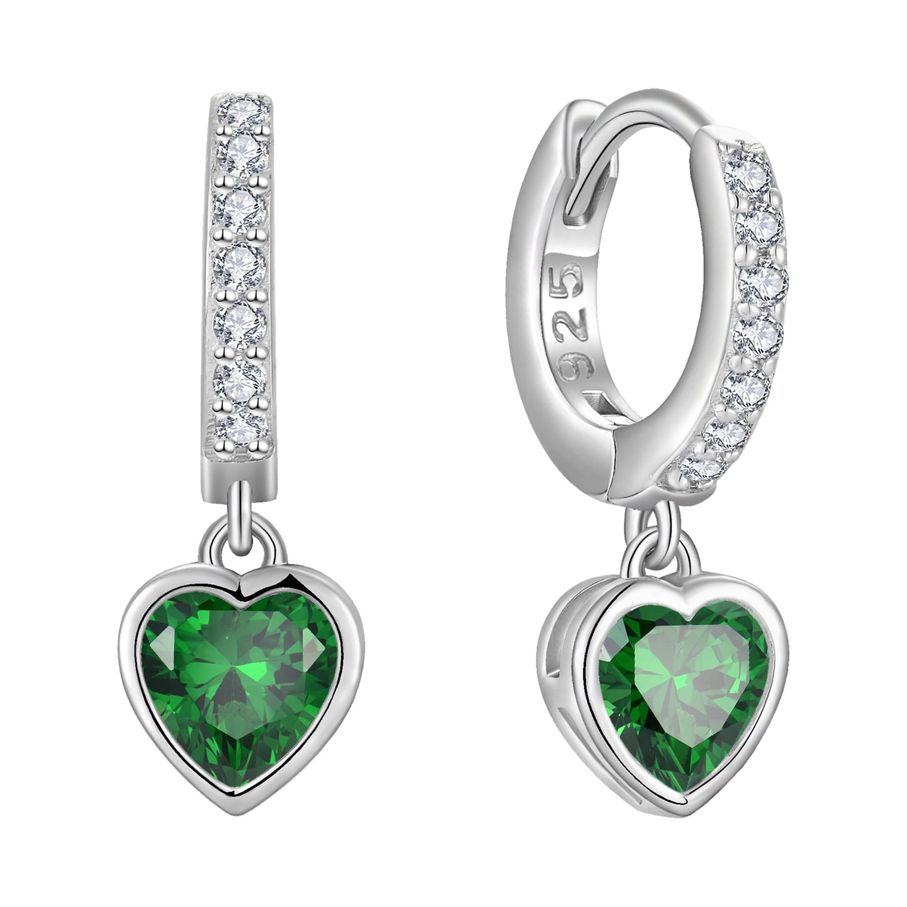 Starchenie Heart Dangle Drop Earrings 925 Sterling Silver Emerald ...