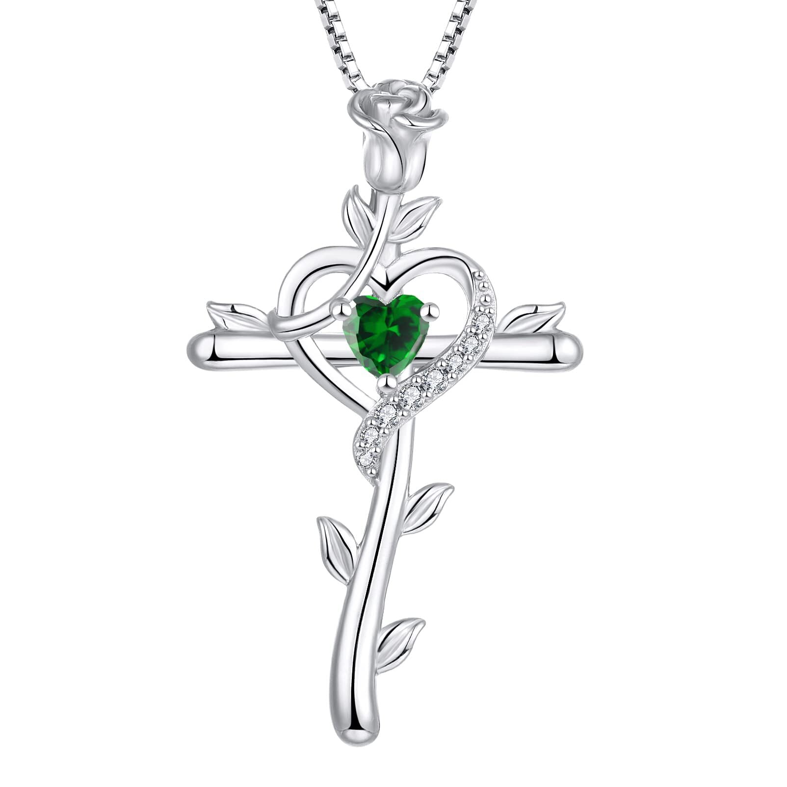 Starchenie Rose Cross Necklace, 925 Sterling Silver Heart Crucifix, May ...