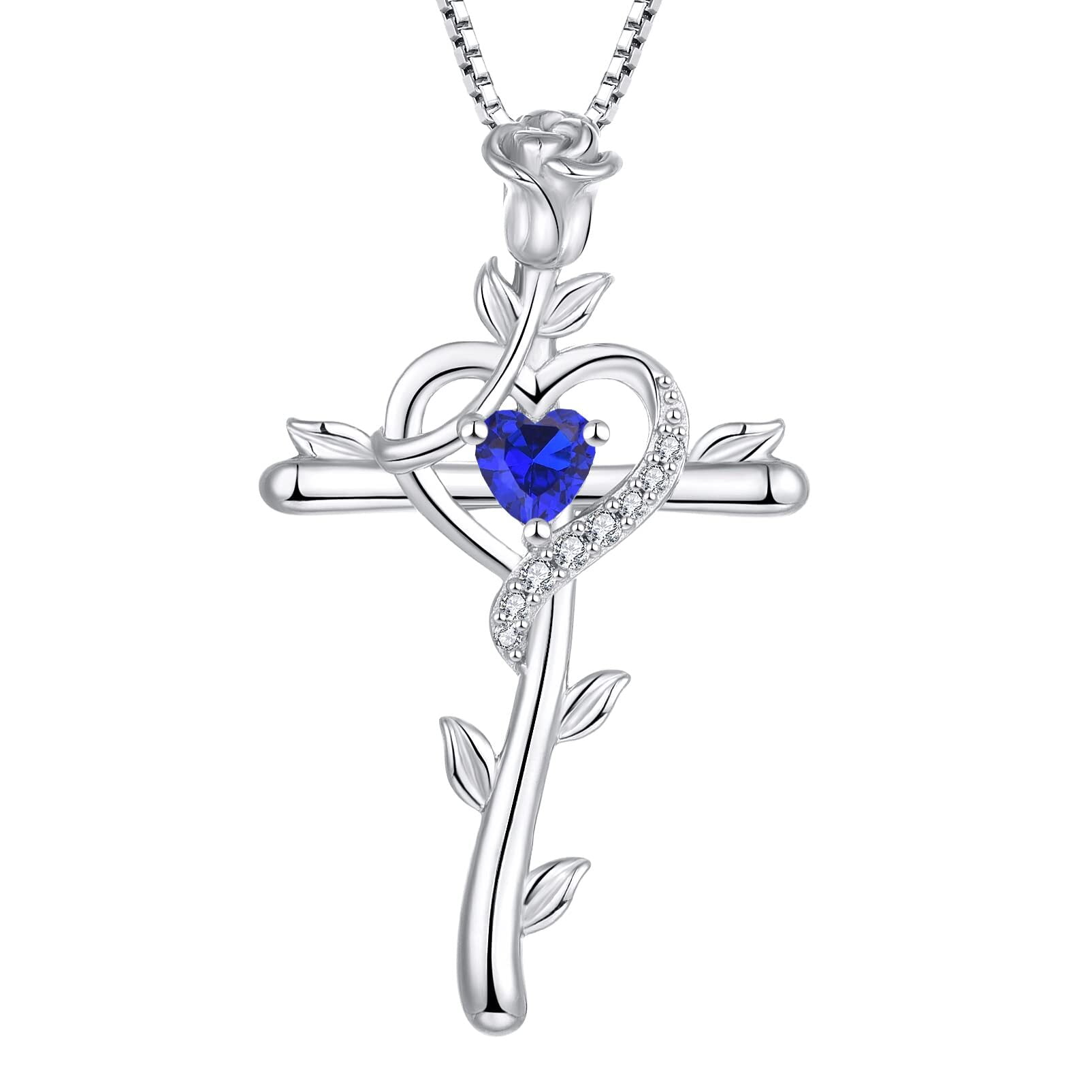 Starchenie Rose Cross Necklace, 925 Sterling Silver Crucifix Pendant ...
