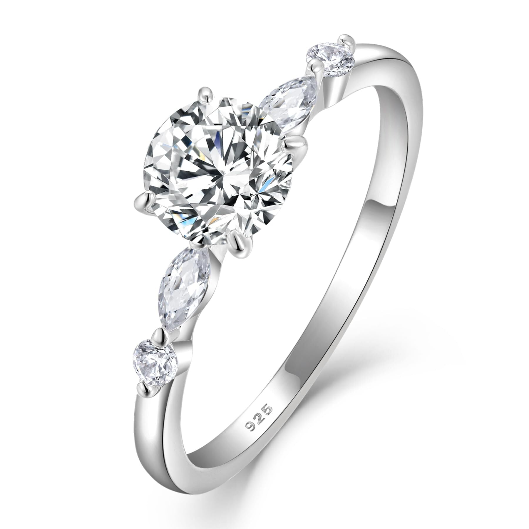 Starchenie Round Promise Rings for Her | 925 Sterling Silver Halo Ring ...