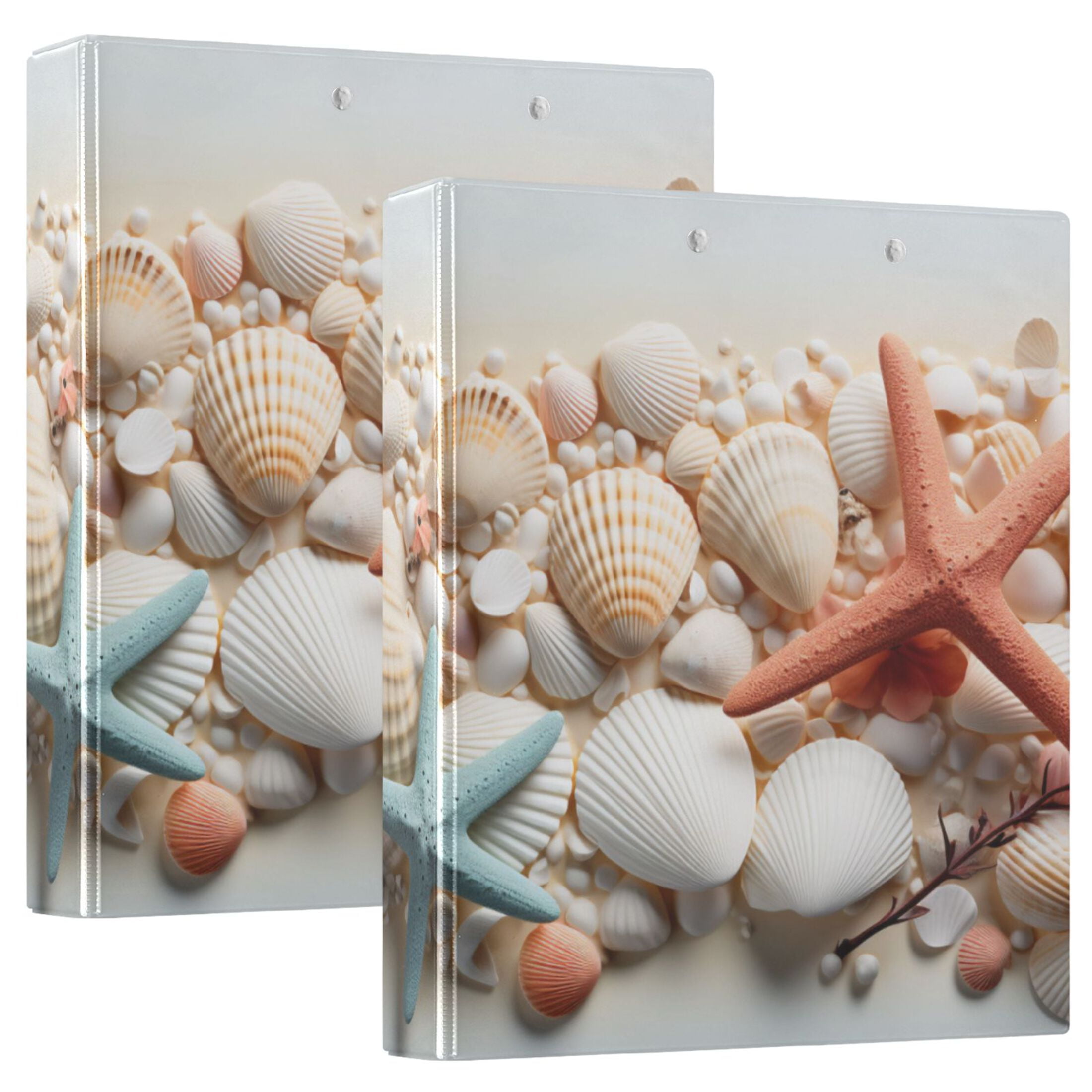 Starcus Shell Conch 3 Ring Binders 1.5 inch Hardcover File Folders with ...