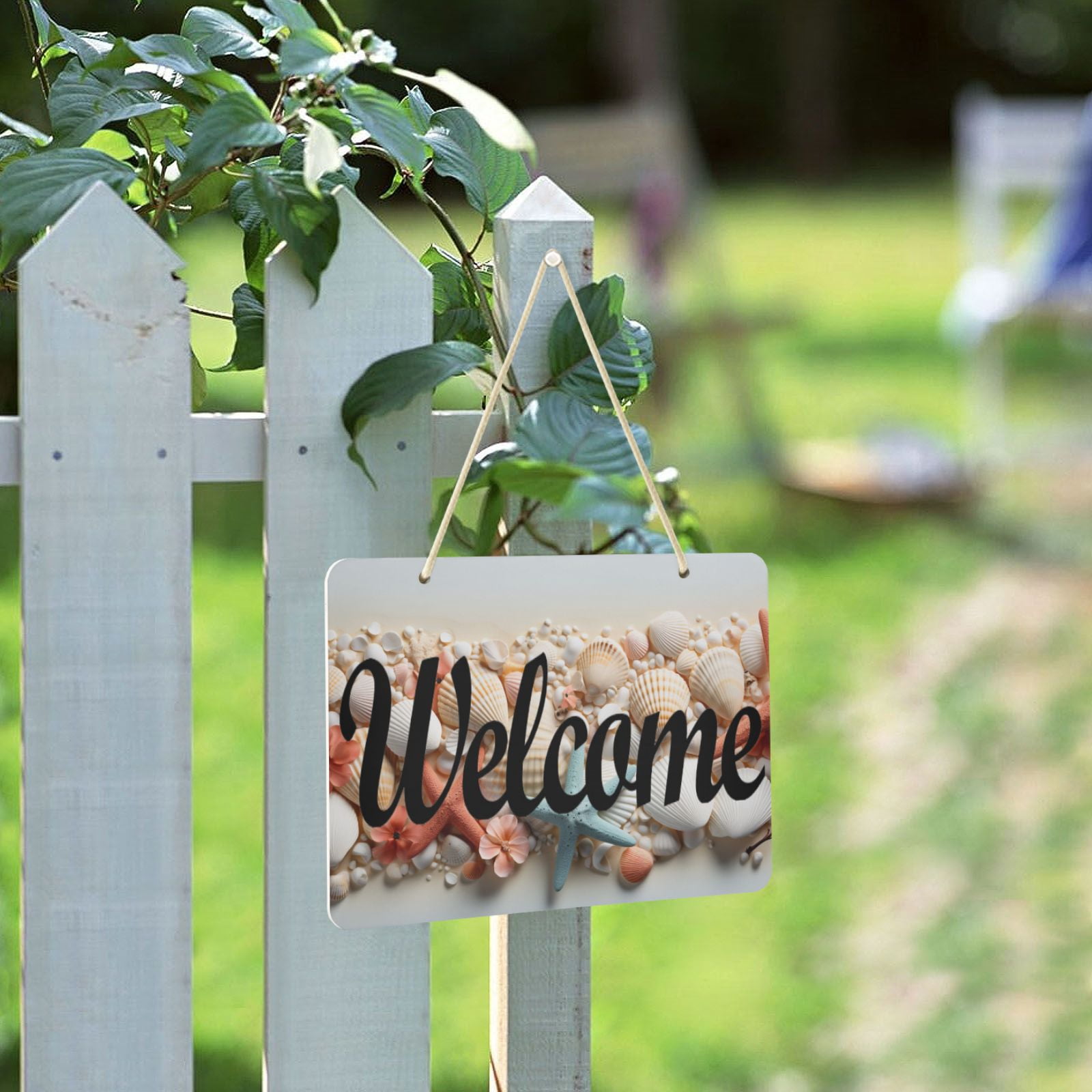 Starcus Shell Conch Welcome Sign for Front Door Porch Wreath Door Sign ...