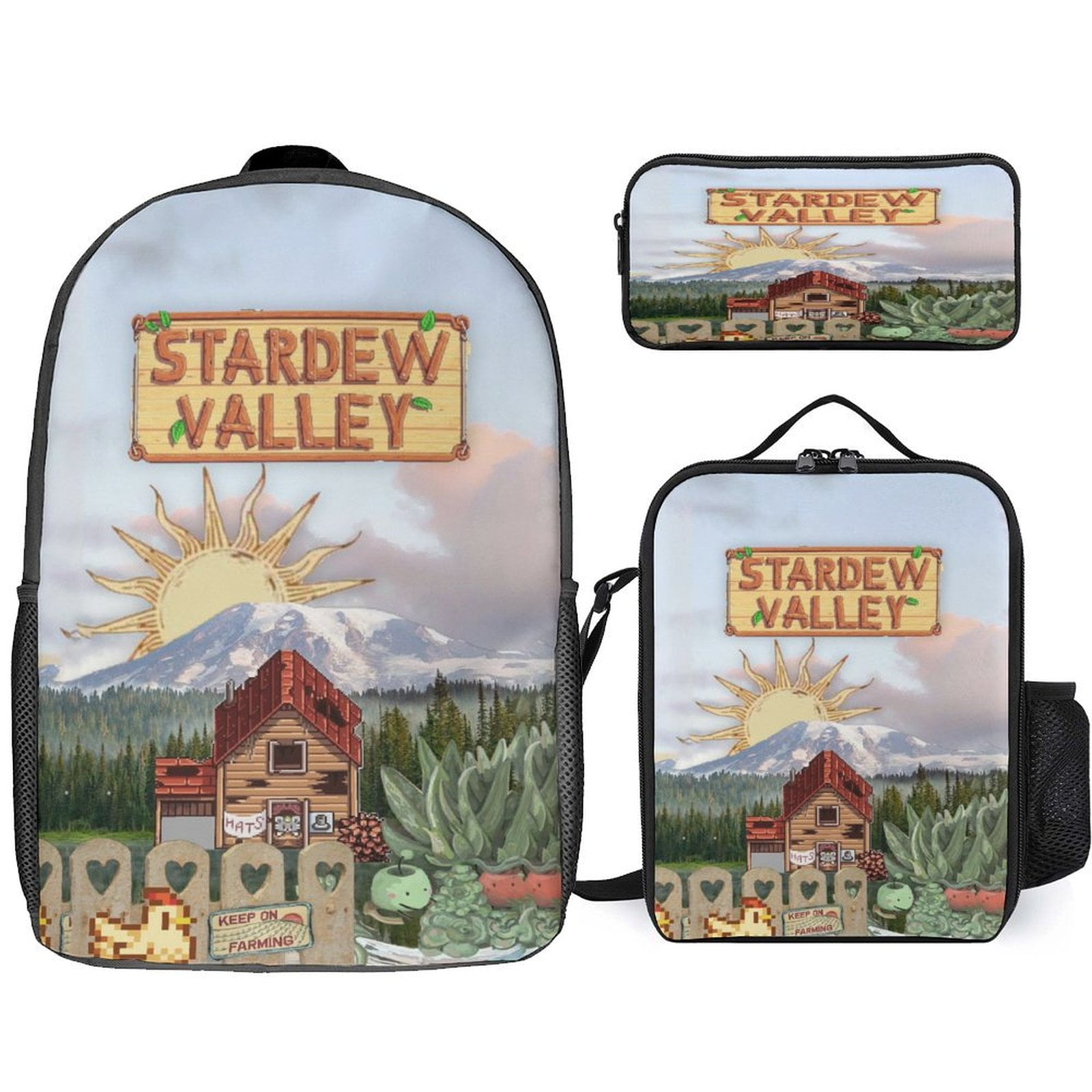 Stardew Valley Backpack 3 Piece Set with Lunch Box And Pencil Case 3D ...