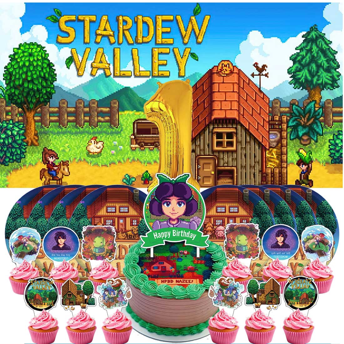 Stardew Valley Balloons Party Supplies 1st Decor Tableware Birthday ...