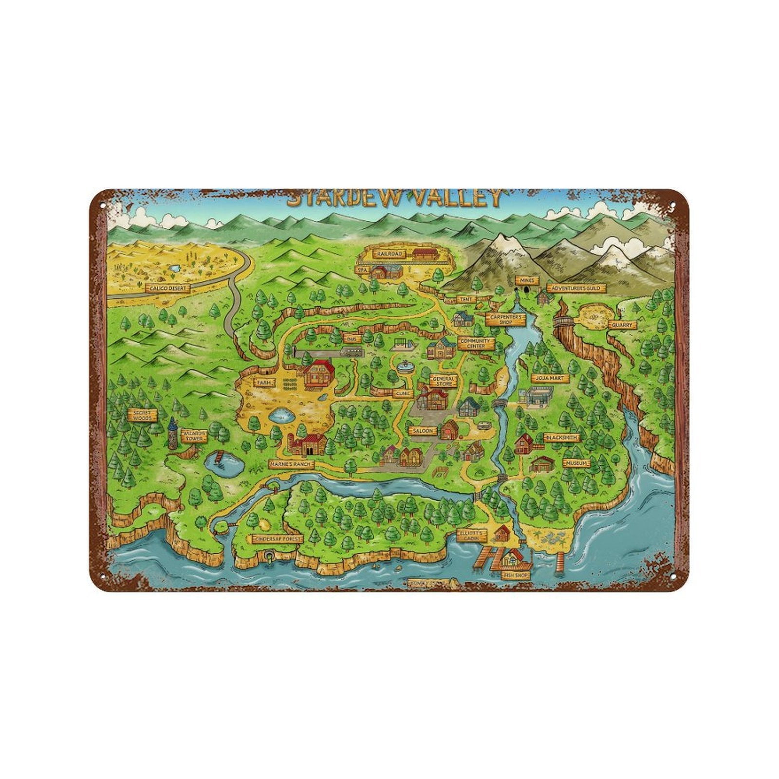 Stardew Valley Map Tin Metal Decorative Wall Paintings - Vintage ...