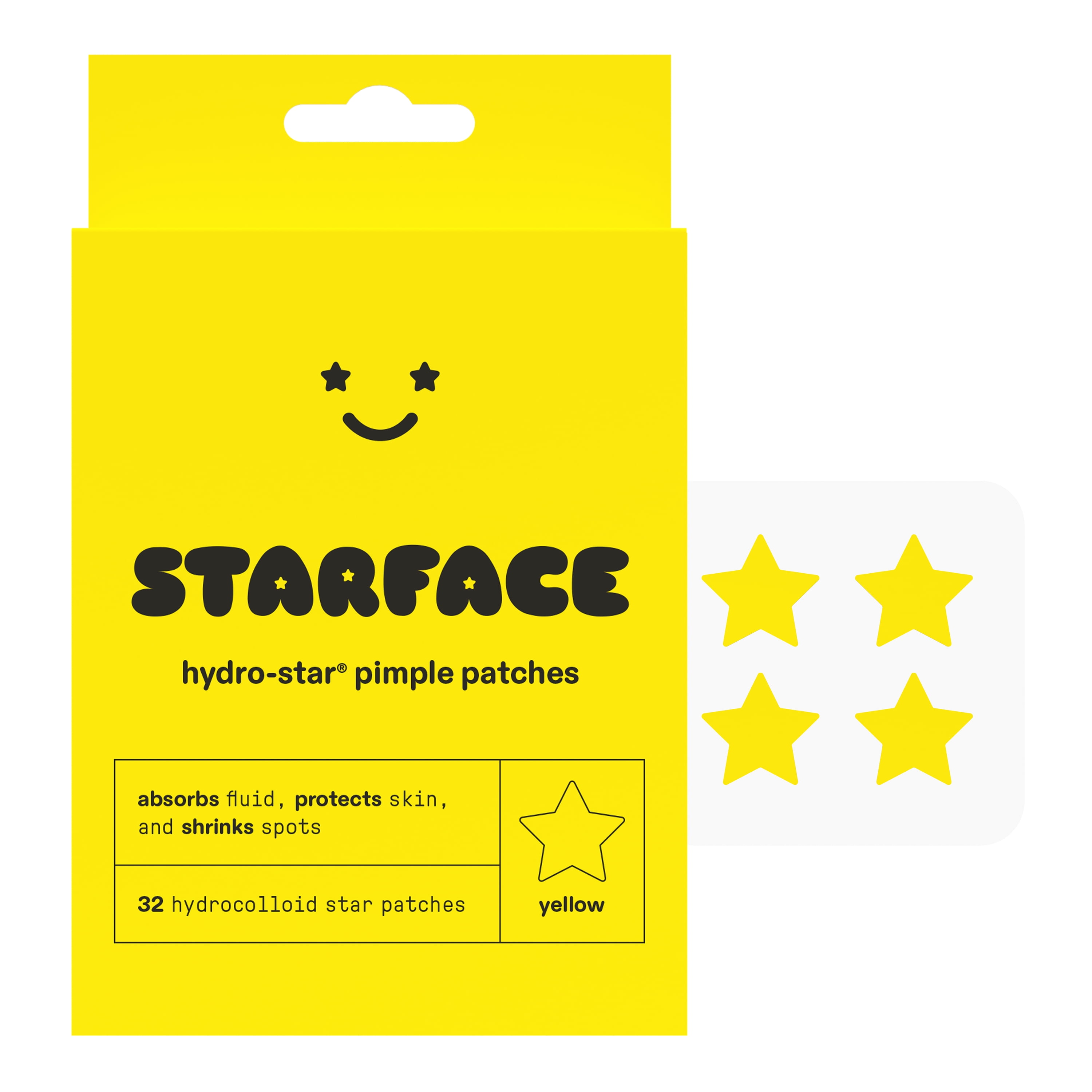 Starface Hydro-Star Yellow Pimple Patches 32ct, Hydrocolloid face spots ...