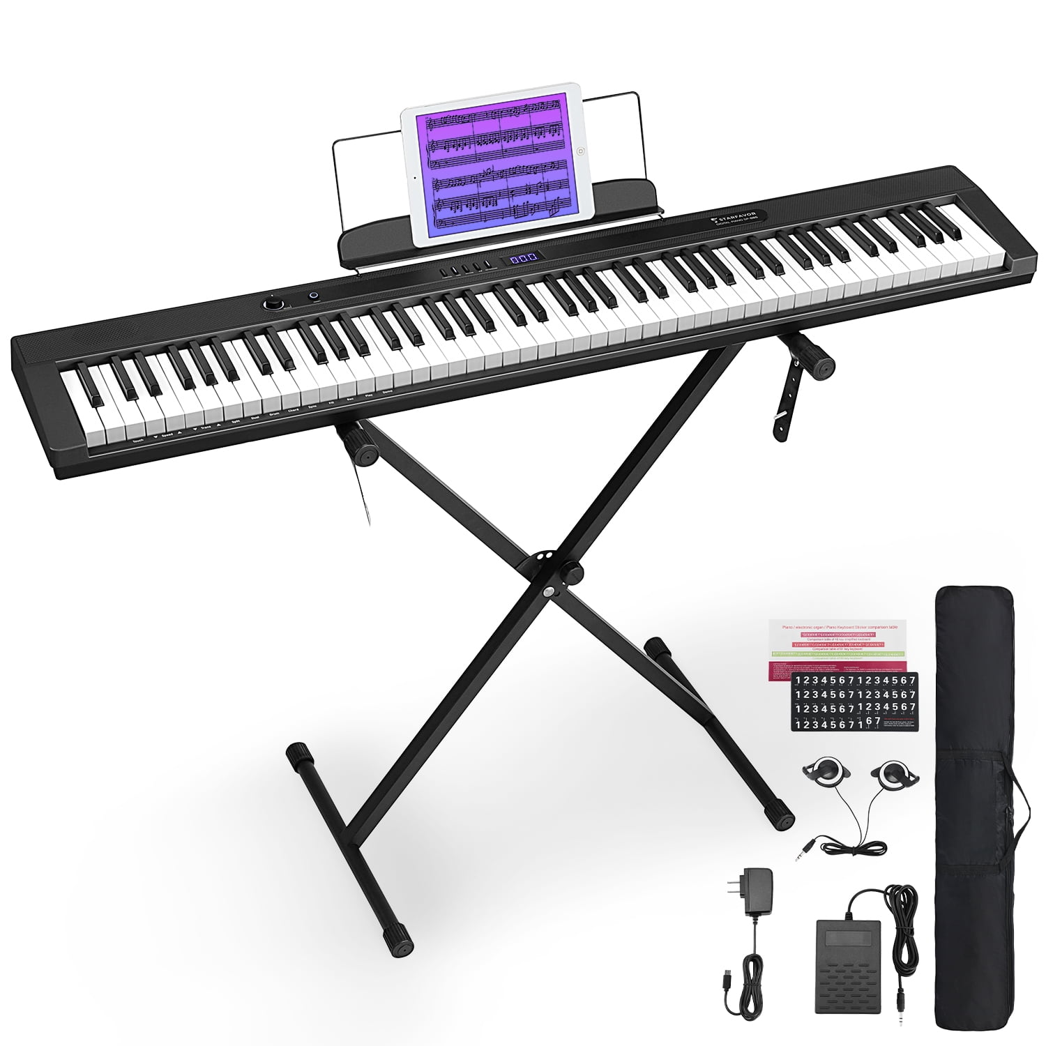 Starfavor SP-88S 88-Key Portable Electronic Piano with Semi-Weighted ...