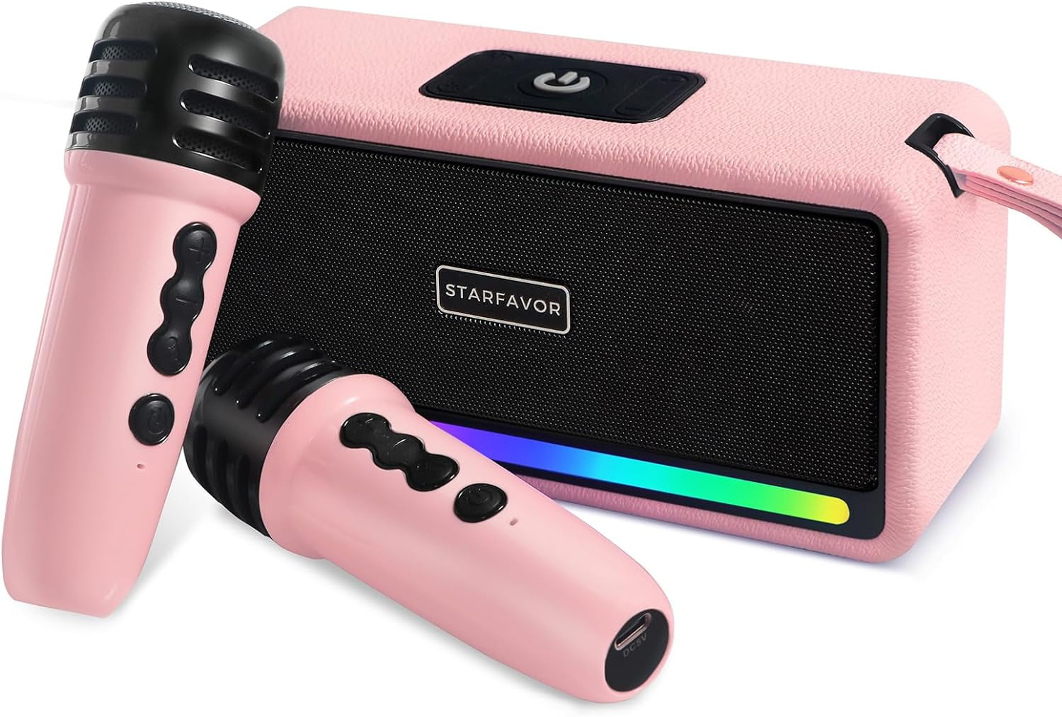 Starfavor Portable Bluetooth Karaoke Machine, Pink, Stereo Audio, 2 ...