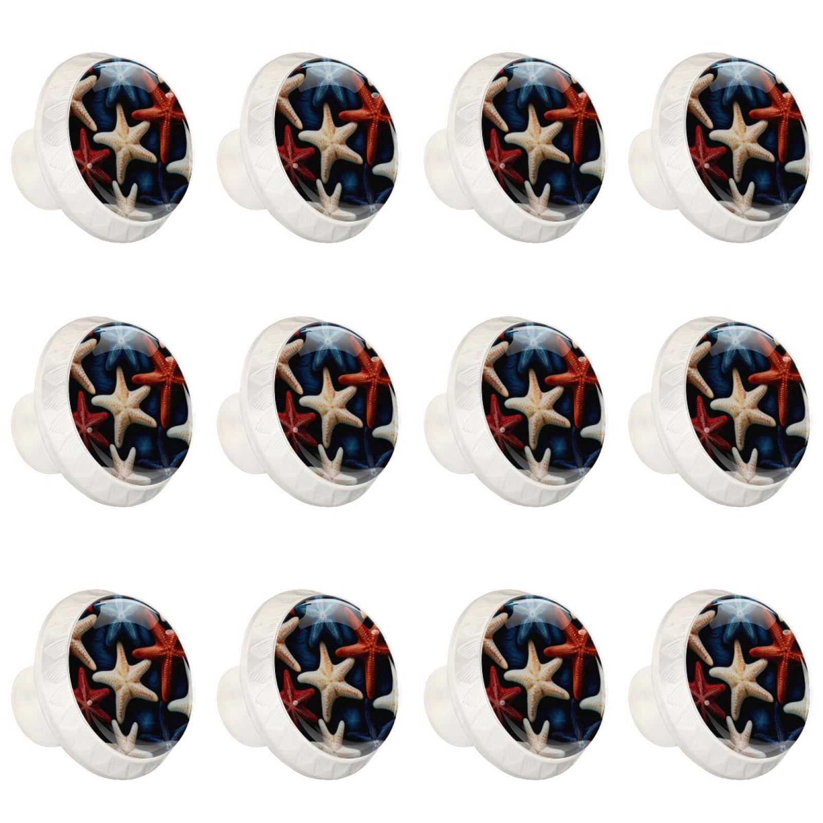 Starfish 12 Pcs White Round Drawer Pulls with Screws,ABS and Glass ...