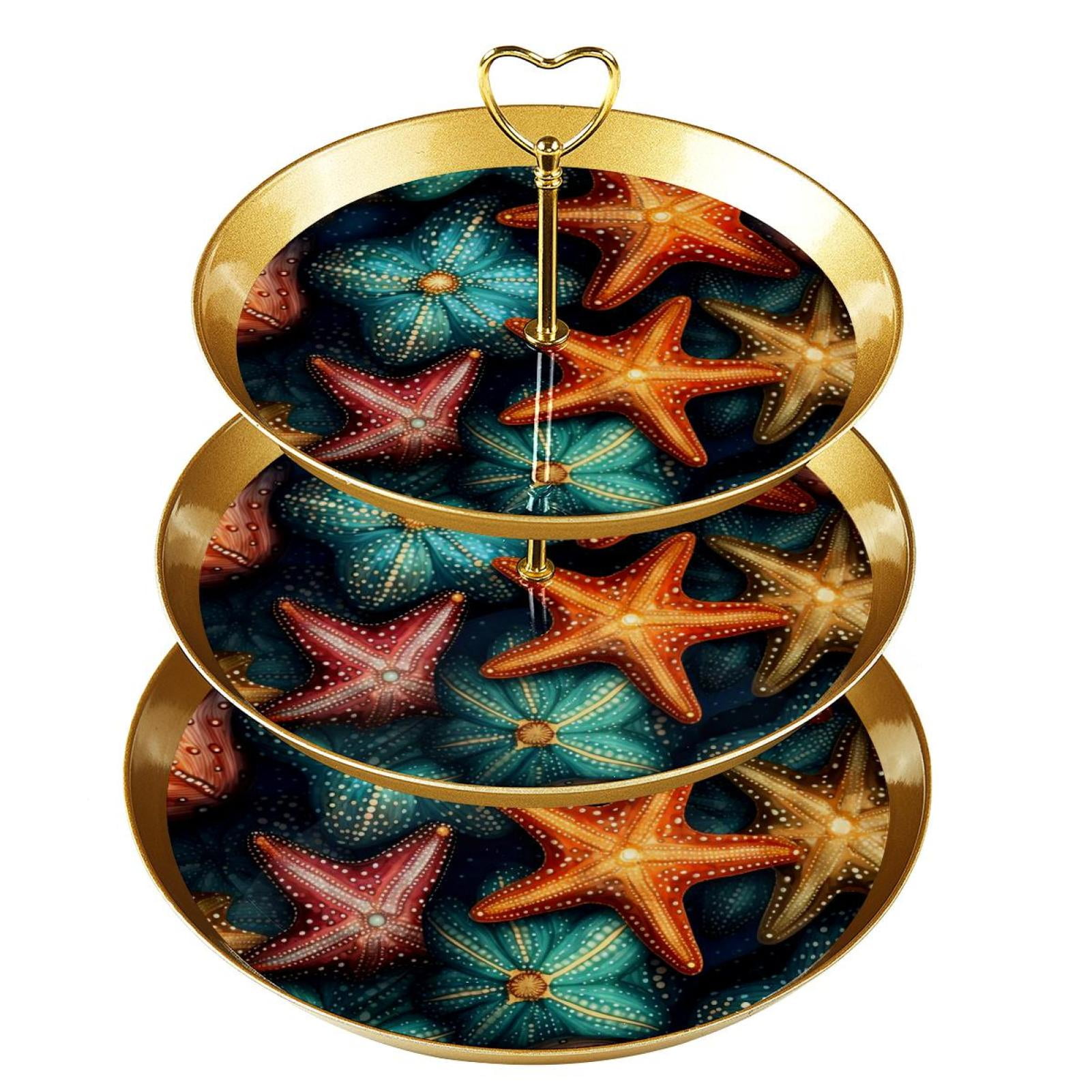 Starfish 32cm Plastic Discs Cupcake Stand with Iron Pillars | Dessert ...