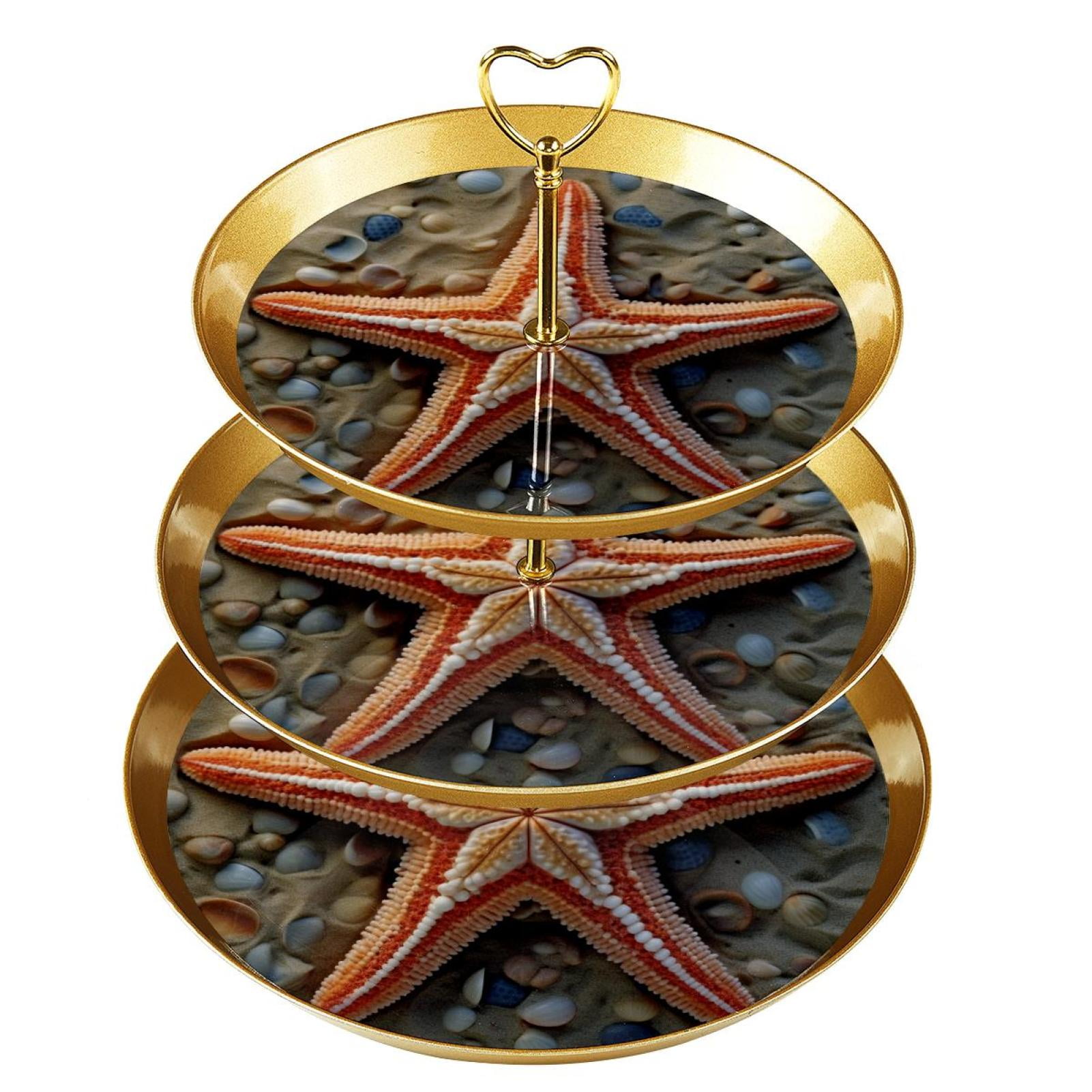 Starfish 32cm Plastic Discs Cupcake Stand with Iron Pillars | Dessert ...