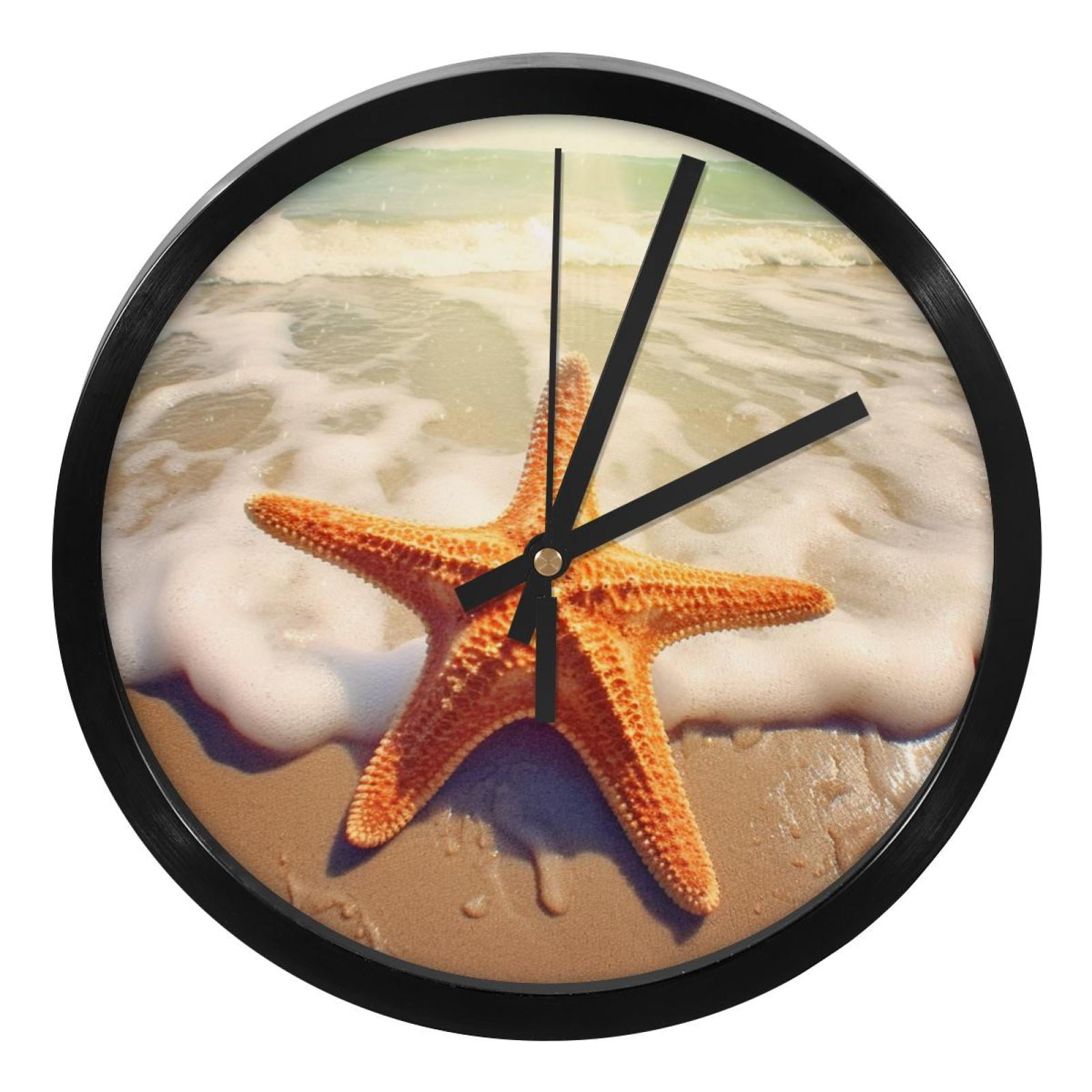 Starfish 9.8 Inch Round Digital Wall Clock - Silent Non-Ticking Battery Operated Clock for ...