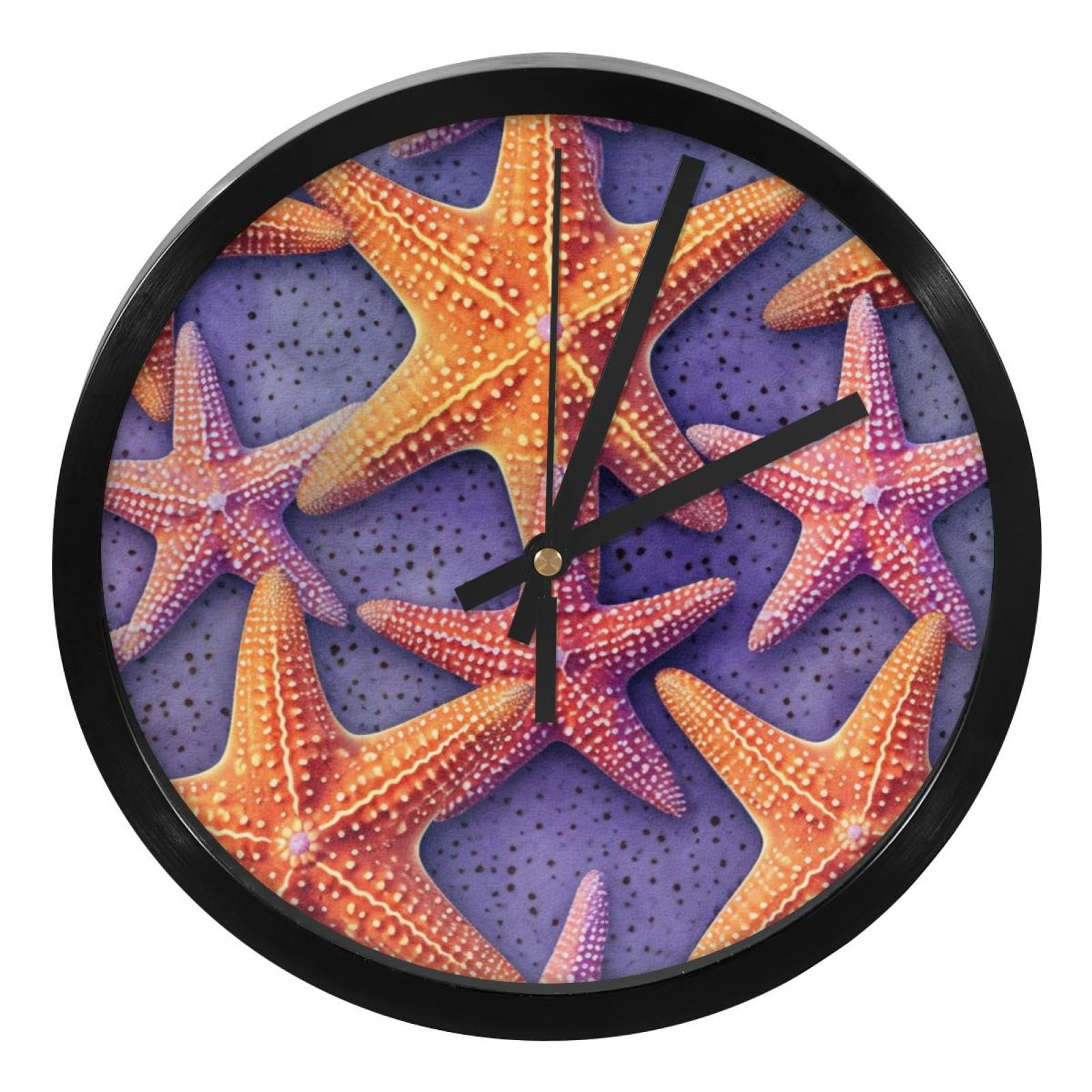Starfish 9.8-Inch Round Wall Clock, Silent Non-Ticking Digital Clock ...
