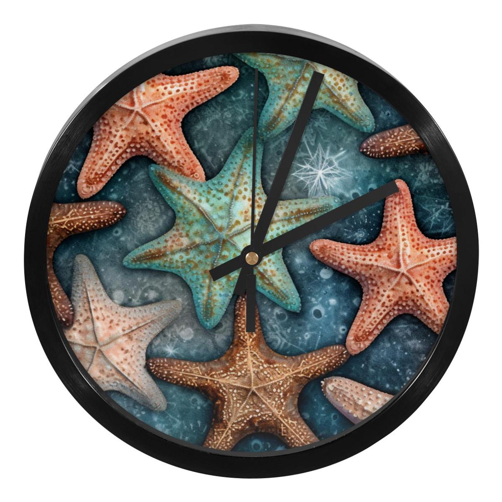 Starfish 9.8 Inch Silent Round Wall Clock - Battery Operated Digital ...