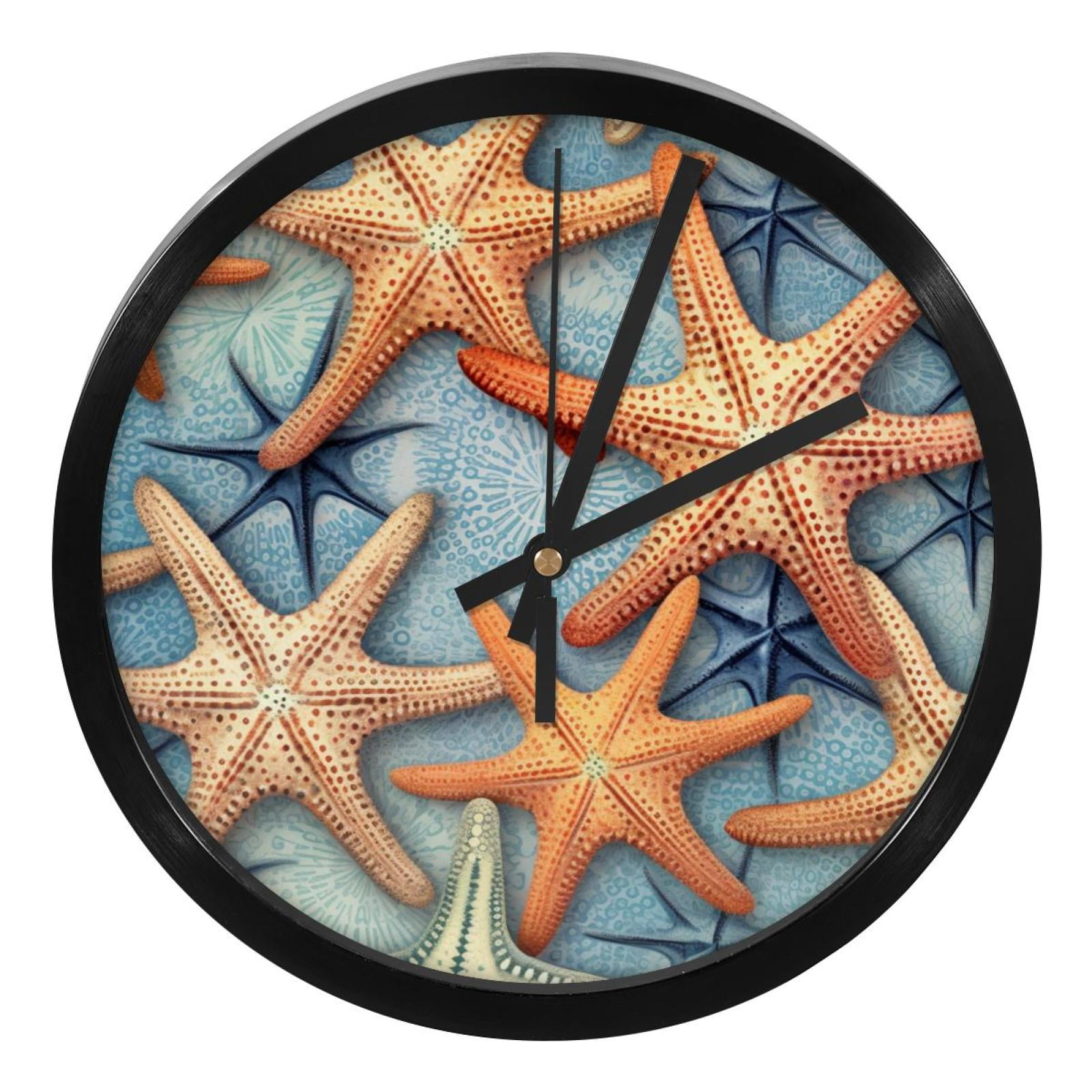 Starfish 9.8 Inch Silent Round Wall Clock - Battery Operated Digital ...