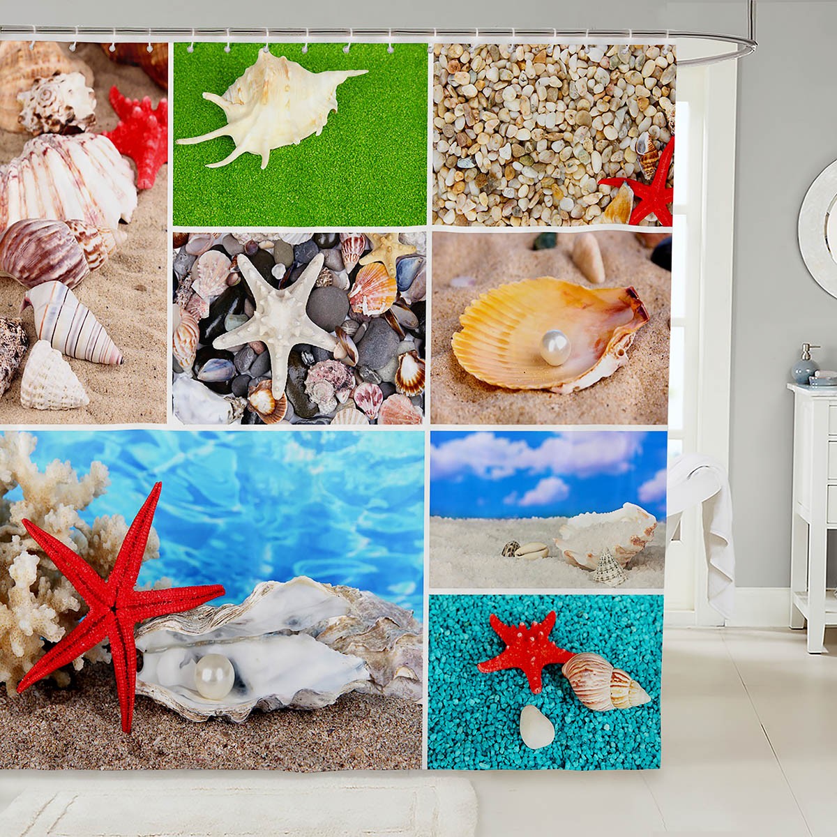 Starfish Bath Curtain Beaches Bathroom Accessories for Women Adults ...