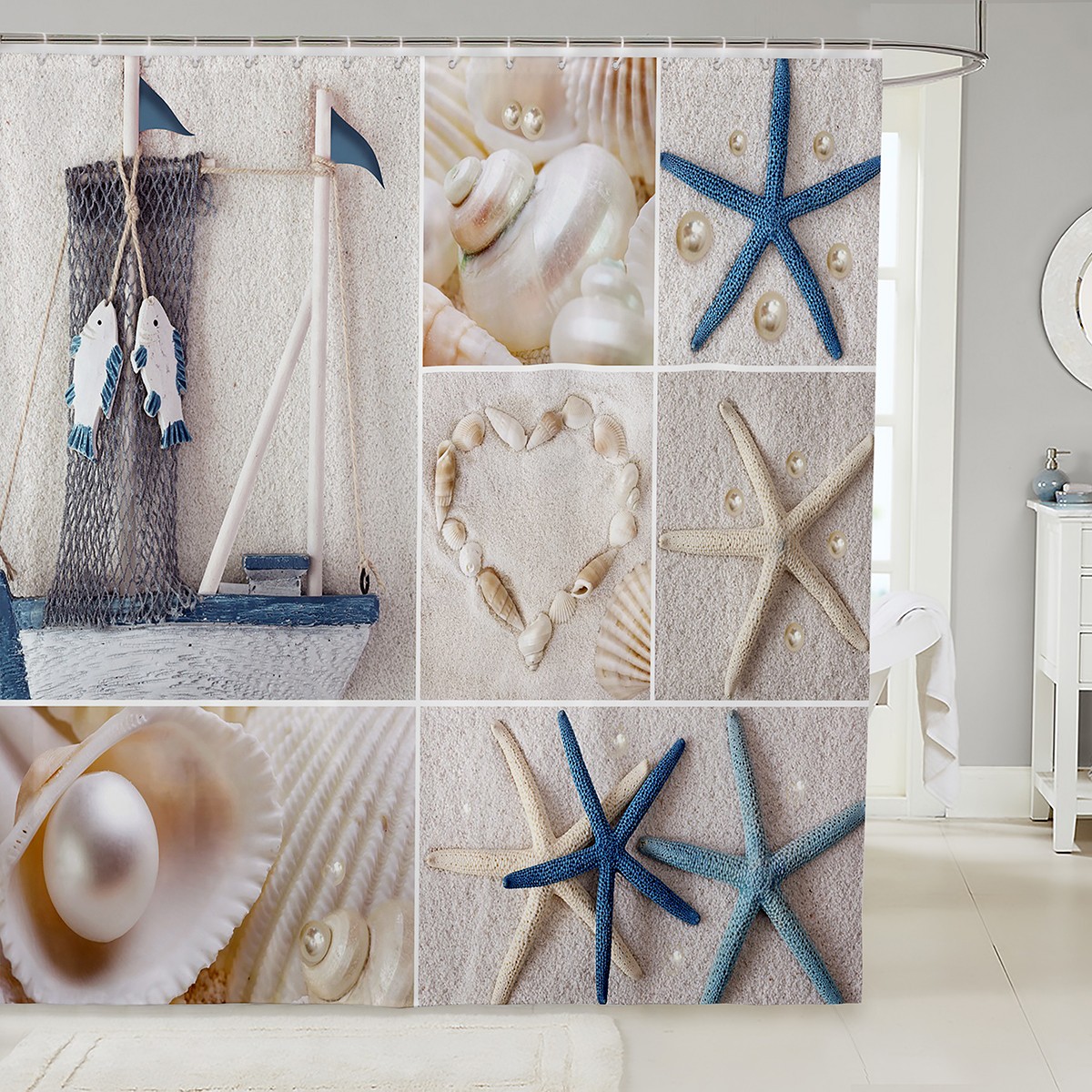 Starfish Bath Curtain Beaches Bathroom Accessories for Women Adults ...
