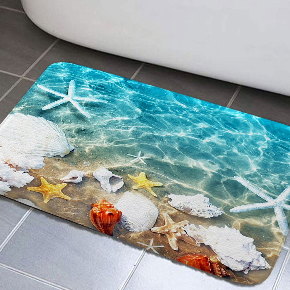 Starfish Bathroom Rugs, Ocean Beach Bathroom Rugs Set Seaside Costal ...