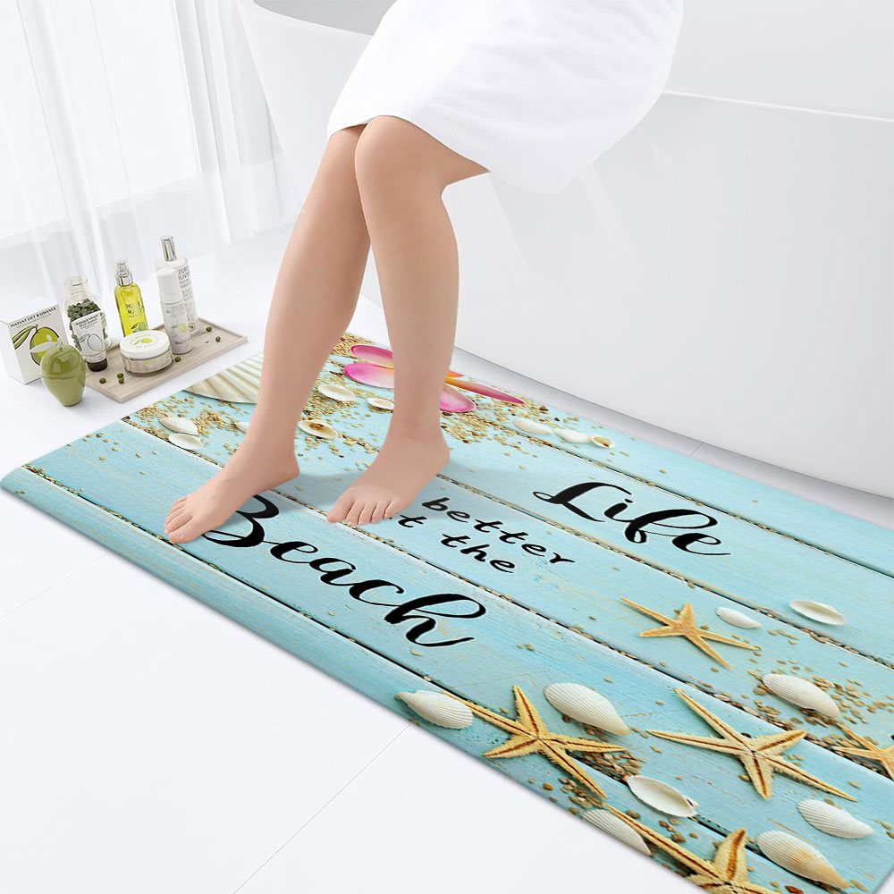 Starfish Bathroom Rugs, Rustic Farmhouse Beach Bathroom Rugs Seaside ...