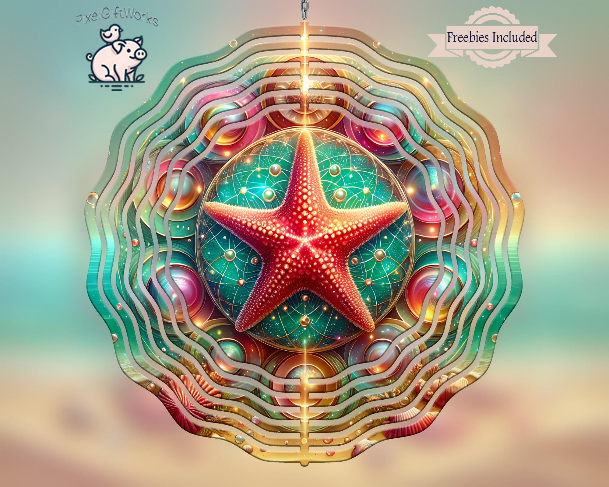 Starfish Beach Coastal 3D Wind Spinner Nautical Kinetic Garden Art ...