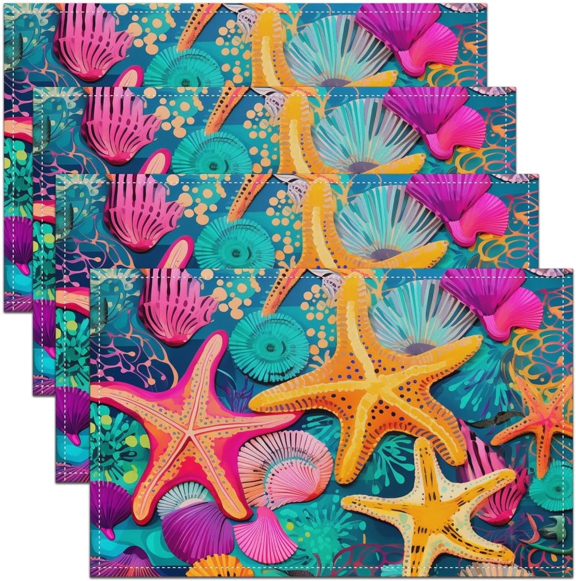 Starfish Beach Table Mats Placemat 12"x18" Coastal Beach Ocean ...