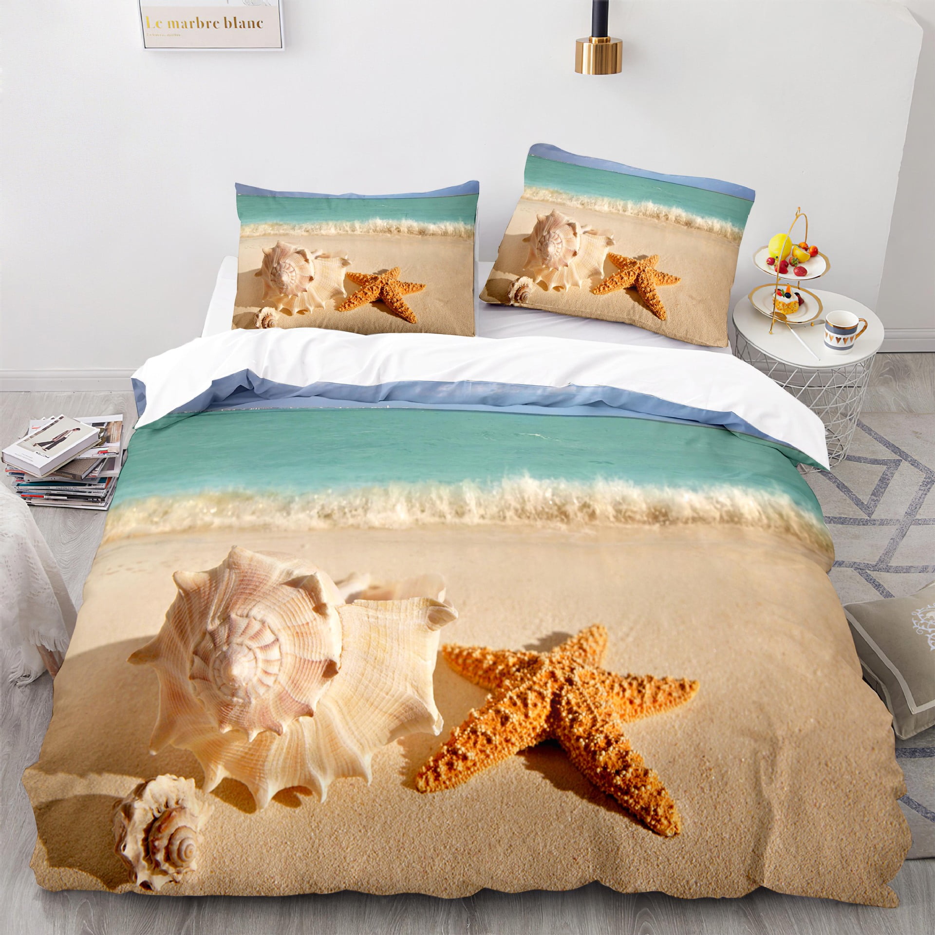 Starfish Bedding Set Boys Ocean Theme Duvet Cover Full Size, Shell ...