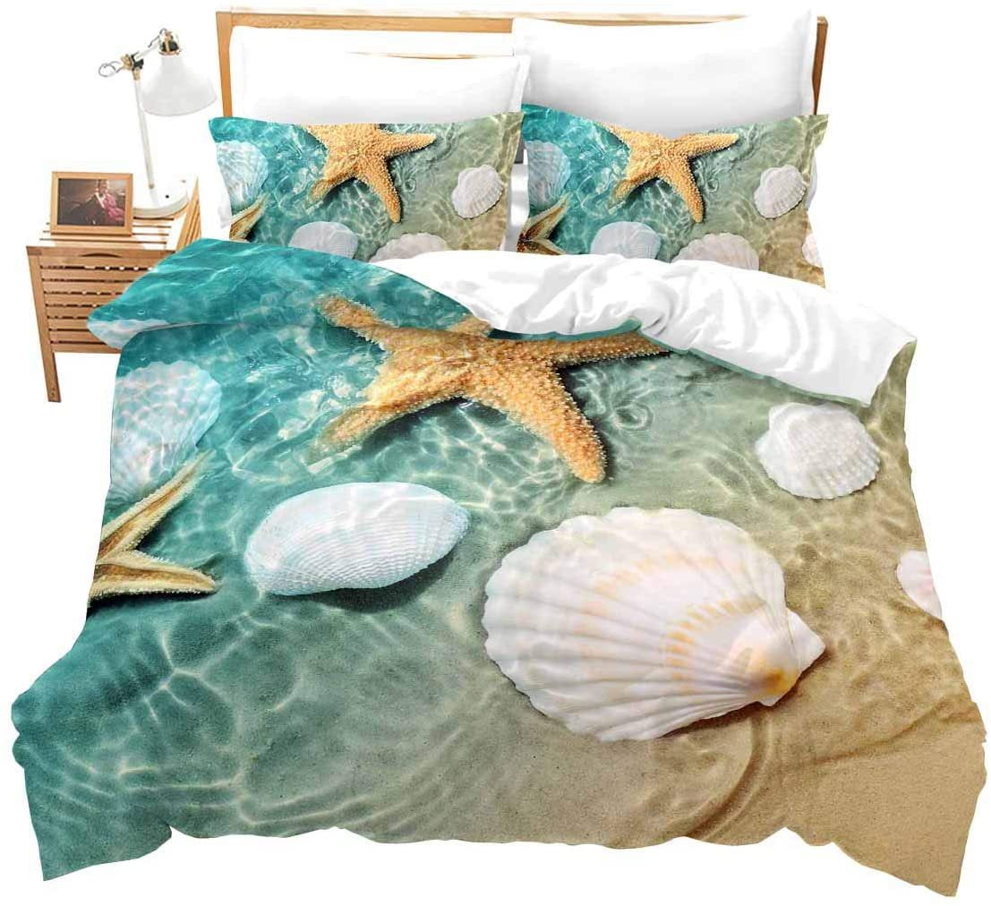 Starfish Bedding Set Boys Ocean Theme Duvet Cover Queen Size, Shell ...