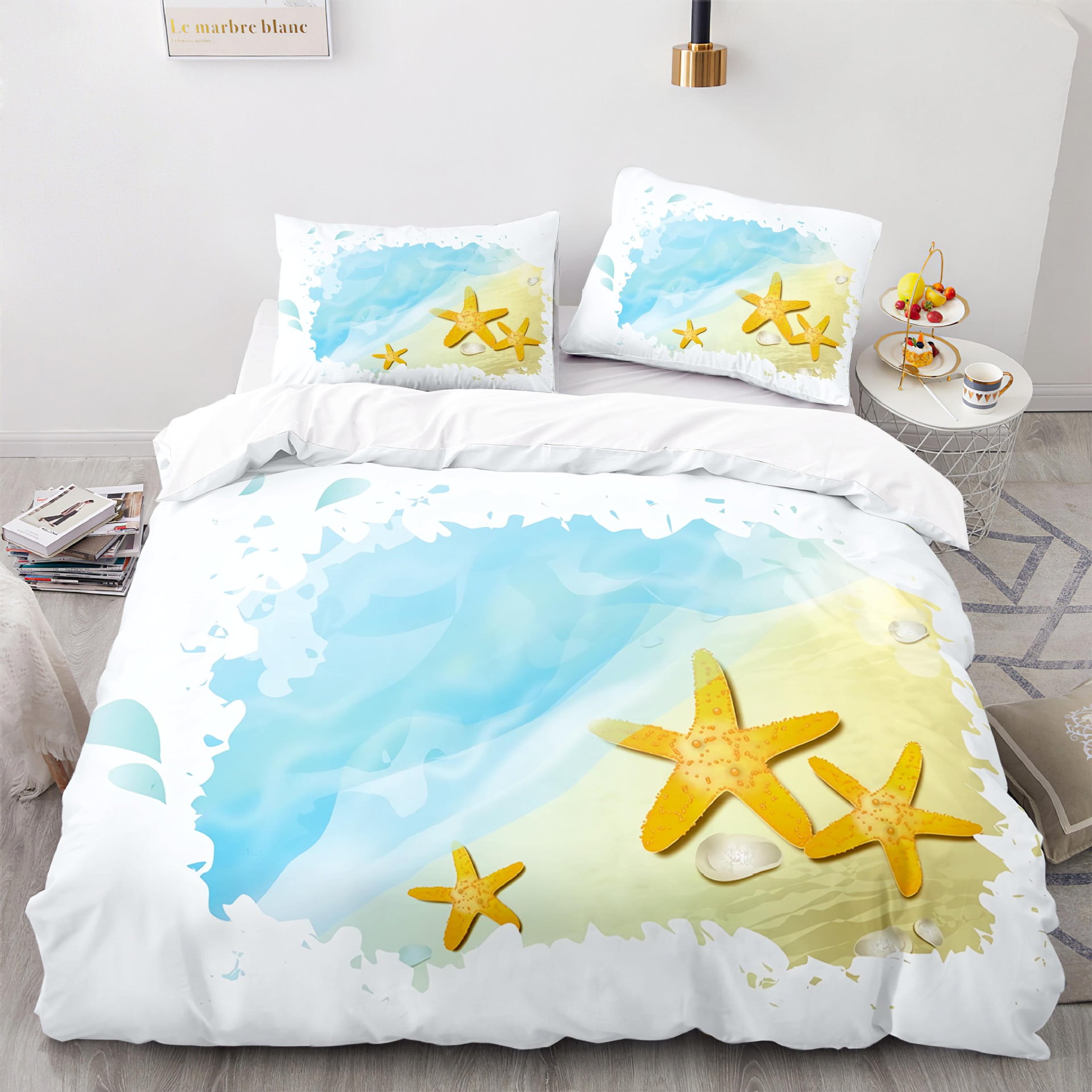 Starfish Bedding Set Boys Ocean Theme Duvet Cover Queen Size, Shell ...