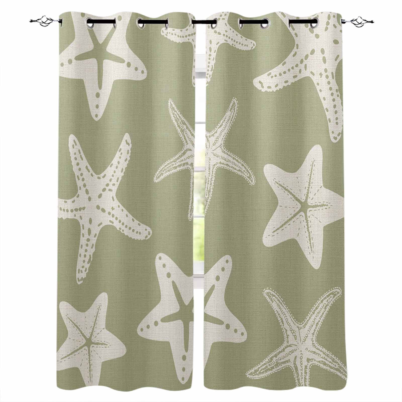 Starfish Blackout Curtains 84 Inch Length Summer Beach Nautical Ocean ...