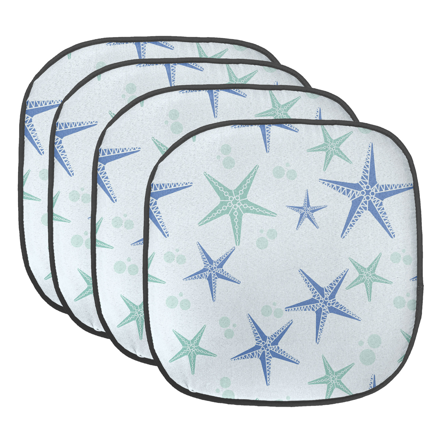 Starfish Chair Seating Cushion Set of 4, Nautical Sea Creature in Calm ...