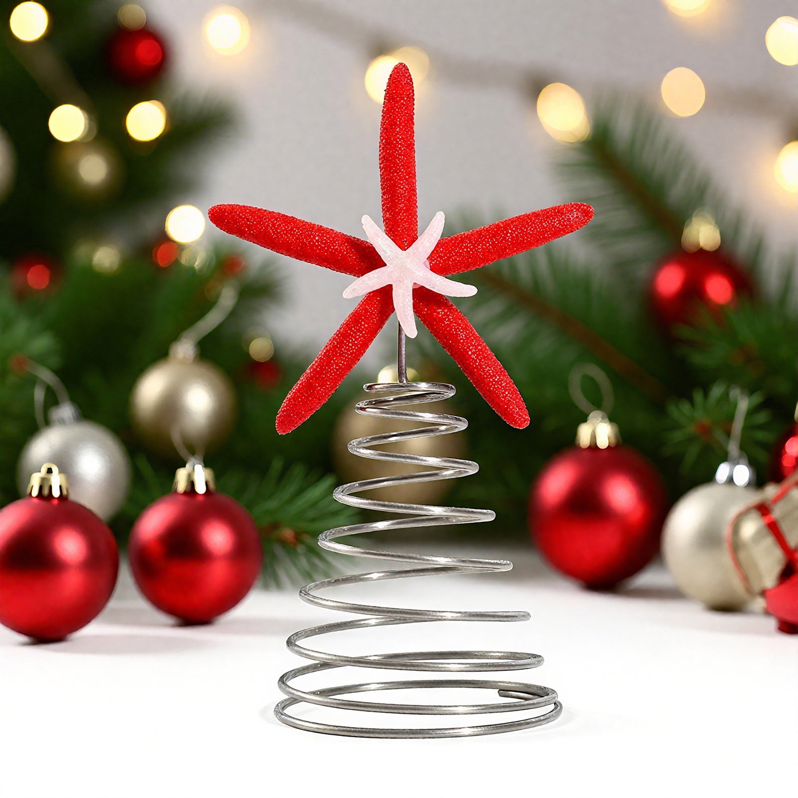 Starfish Christmas Tree Topper Starfish Decoration with Metal Spiral ...