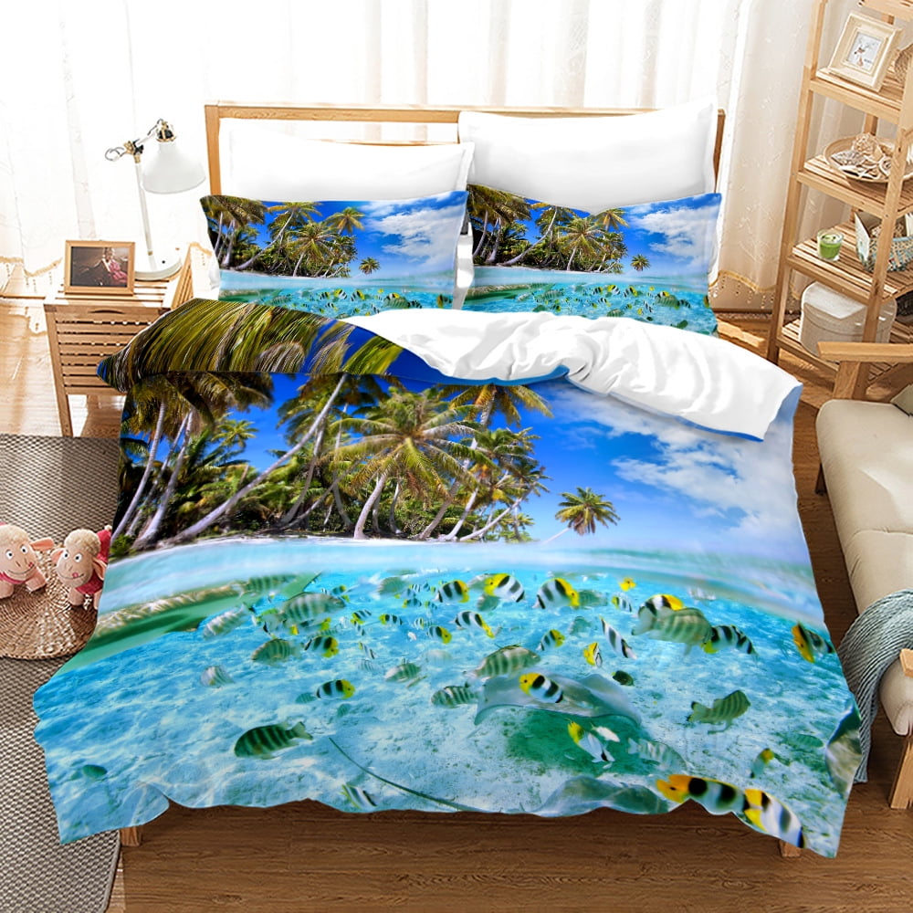 Starfish Comforter Cover Set for Kids Adult Marine Life Ocean Theme Duvet Cover Sea Animal Print ...