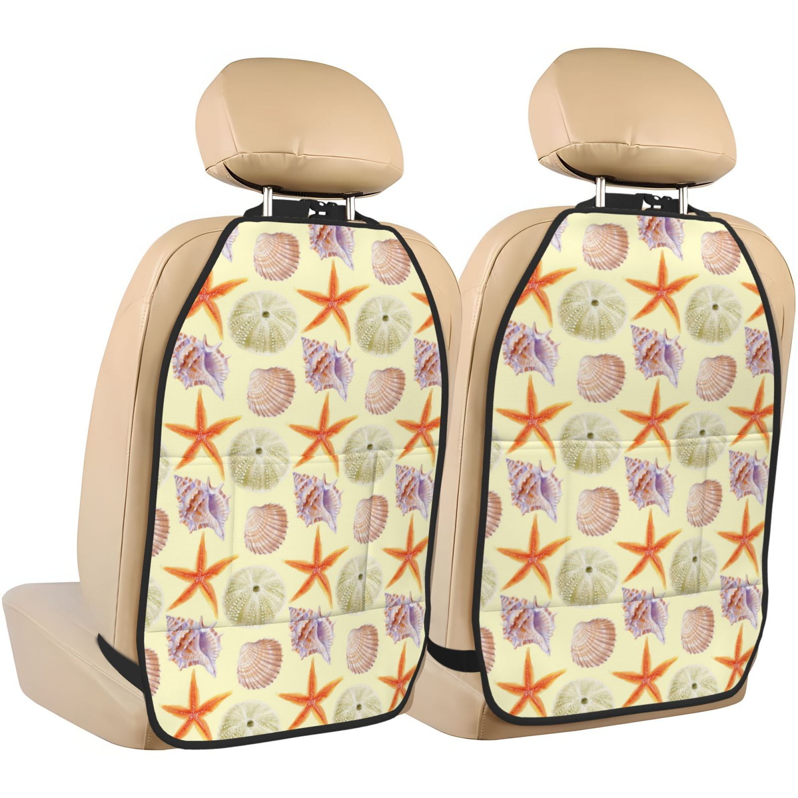 Starfish Conch Shells Backseat Car Organizer, 2 Pack Kick Mats Back ...