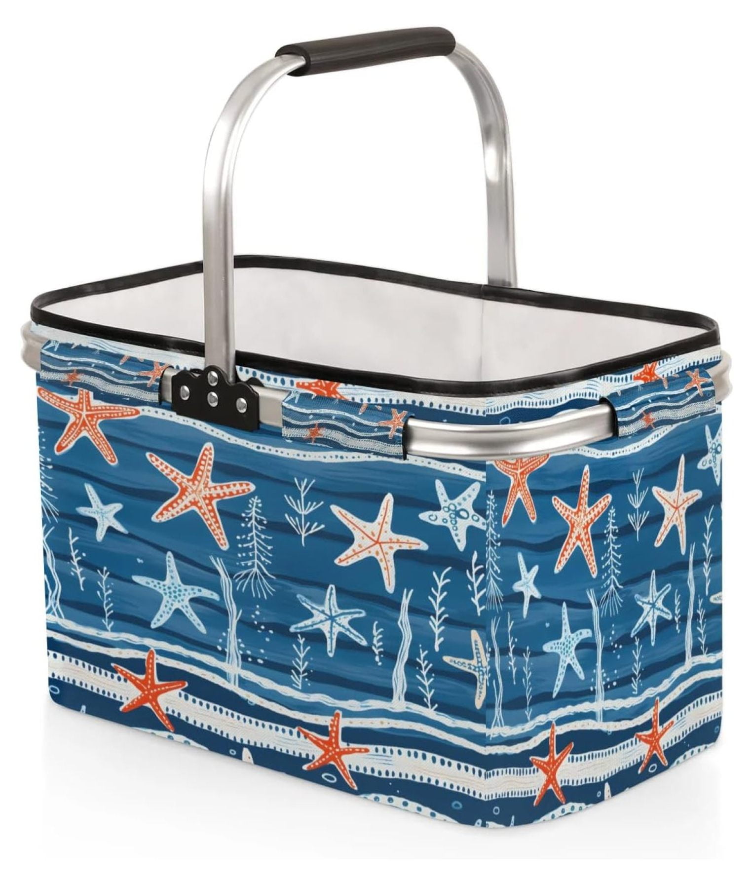 Starfish Coral Market Basket Collapsible Large Reusable Shopping Basket ...