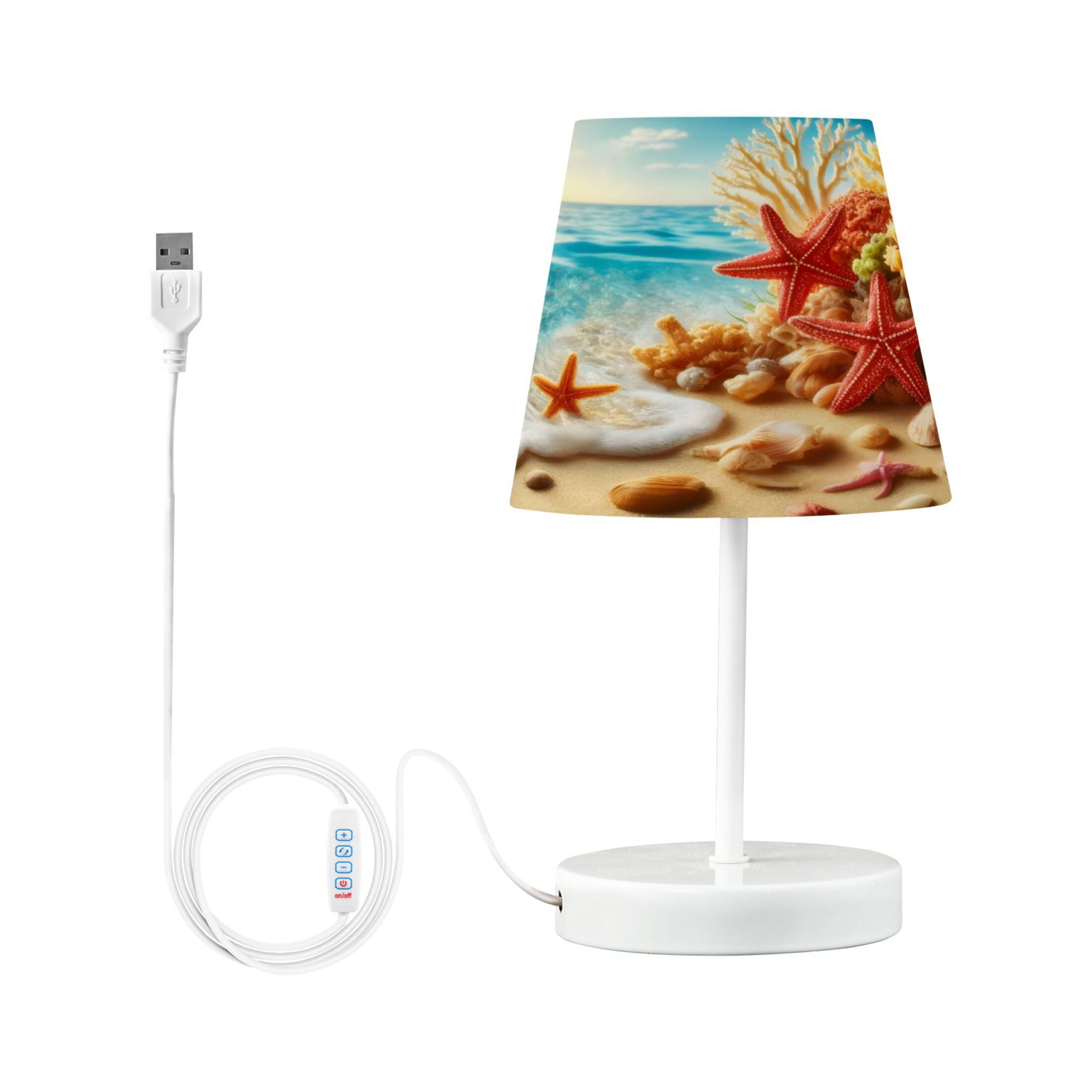 Starfish Coral Seashell Beach Sea Desk Lamp LED Table Nightstand Lamps ...