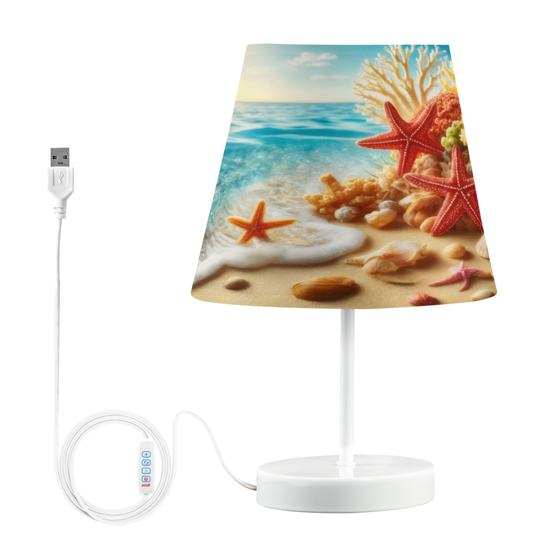 Starfish Coral Seashell Beach Sea Desk Lamp LED Table Nightstand Lamps ...