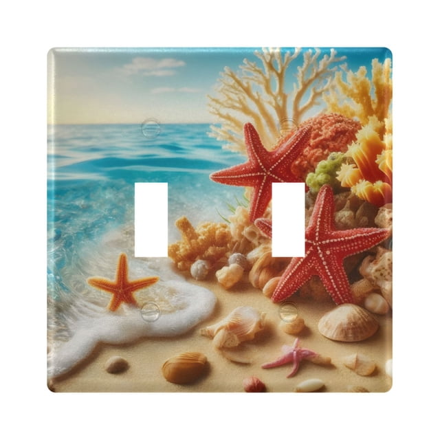 Starfish Coral Seashell Beach Sea Light Switch Plate Covers 2 Gang Wall ...