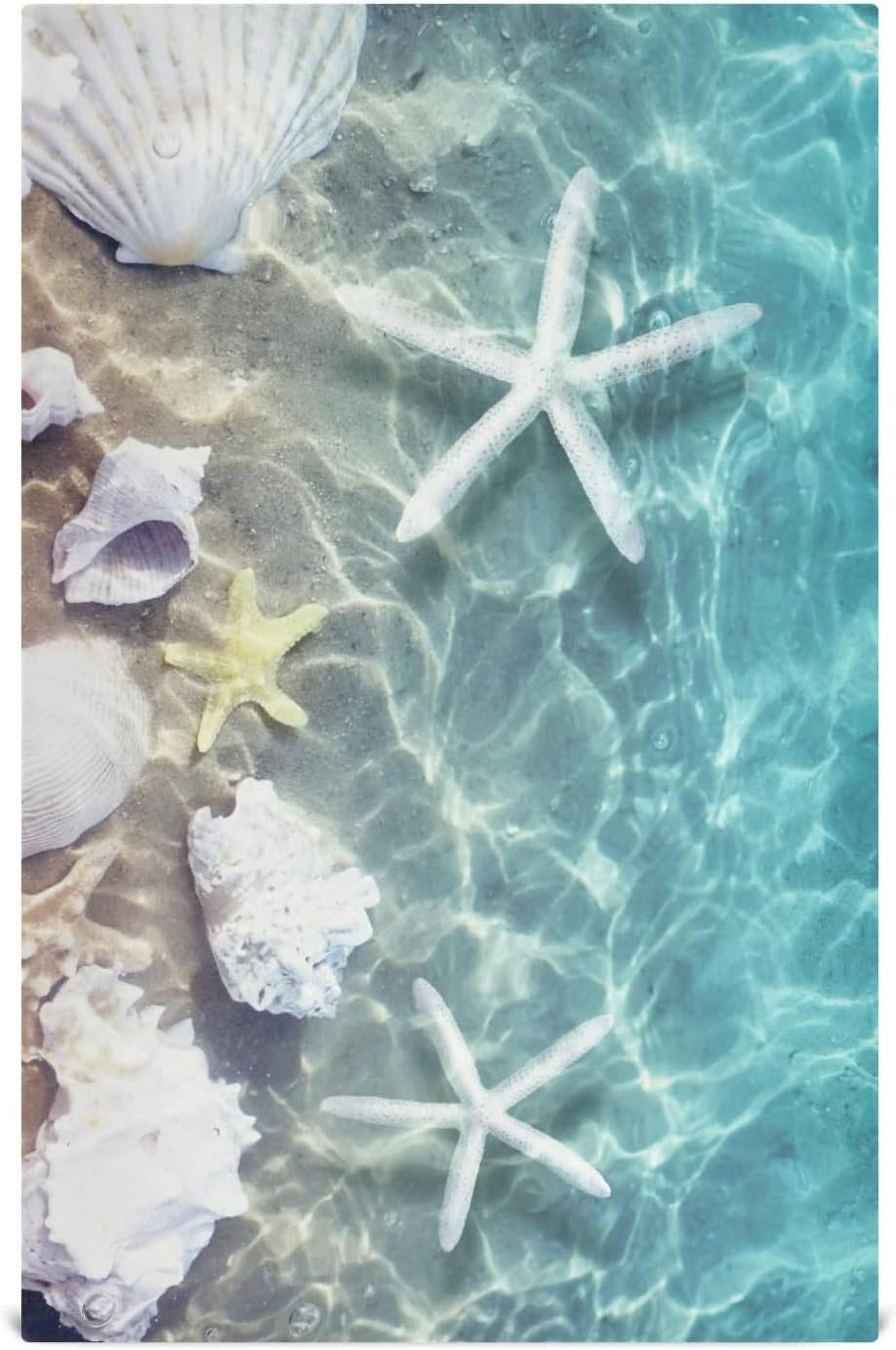 Starfish Coral Seashell Tea Towels Set of 1 Summer Sea Water Kitchen ...