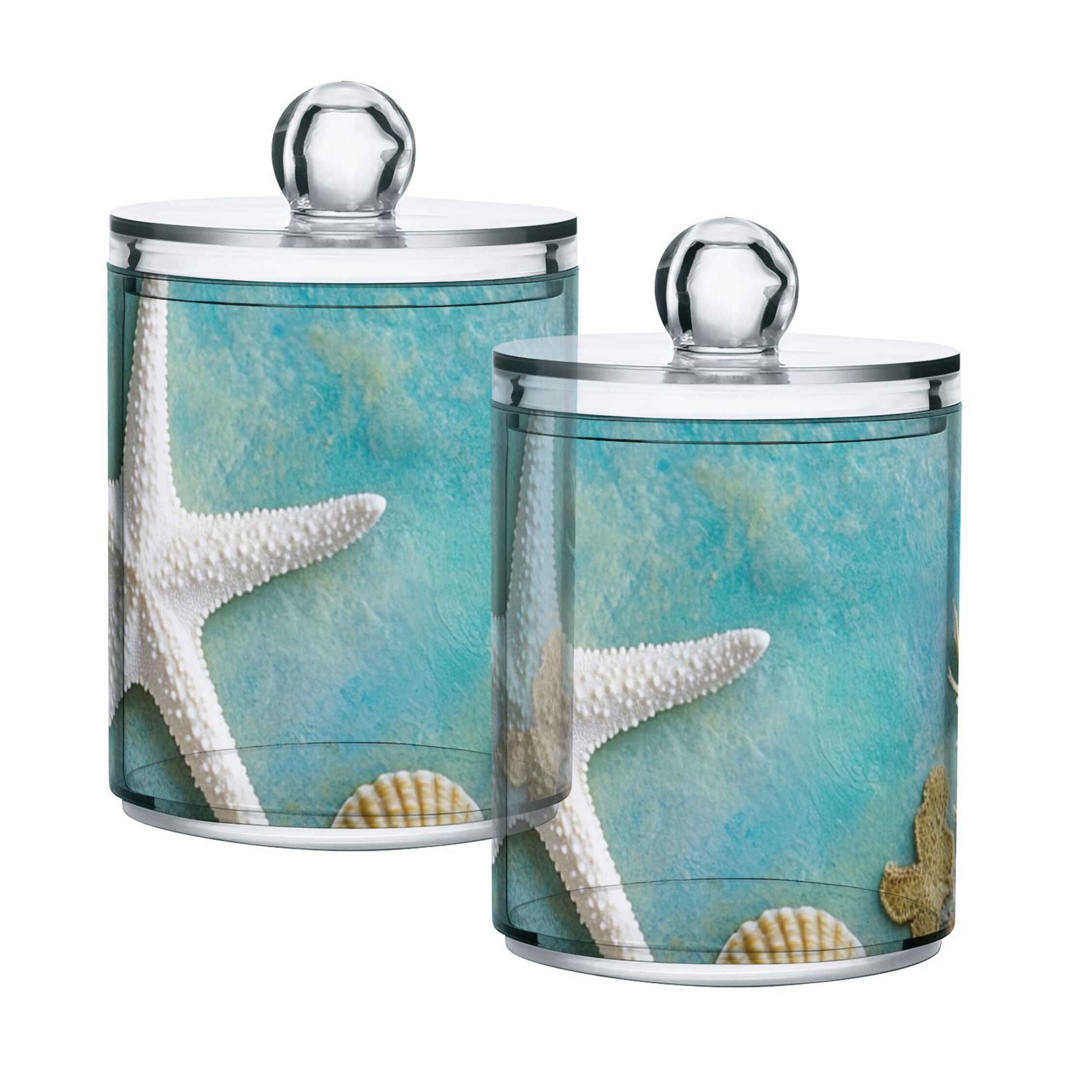 Starfish Corals Shells Tropical Translucent Plastic Cans Storage ...