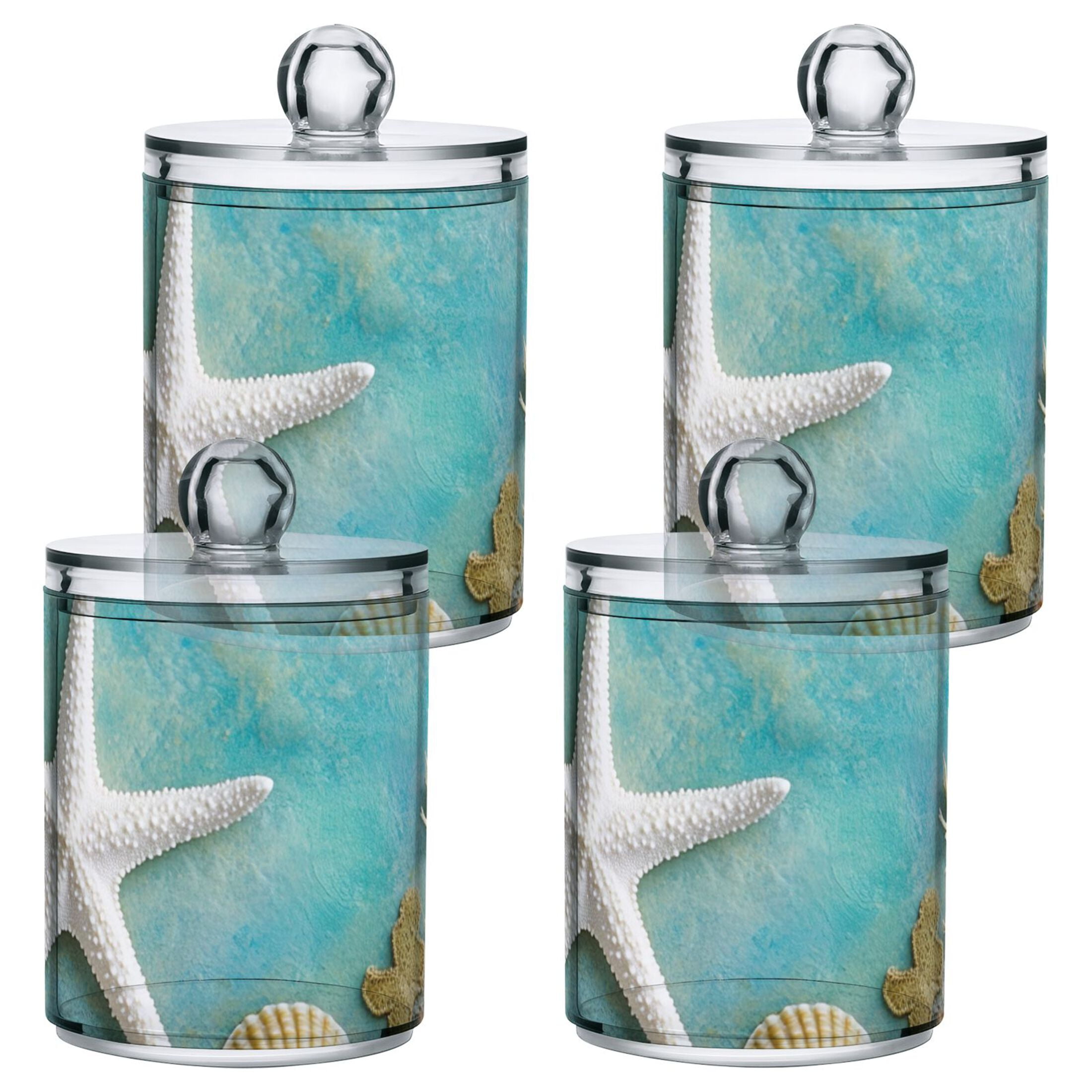 Starfish Corals Shells Tropical Translucent Plastic Cans Storage ...