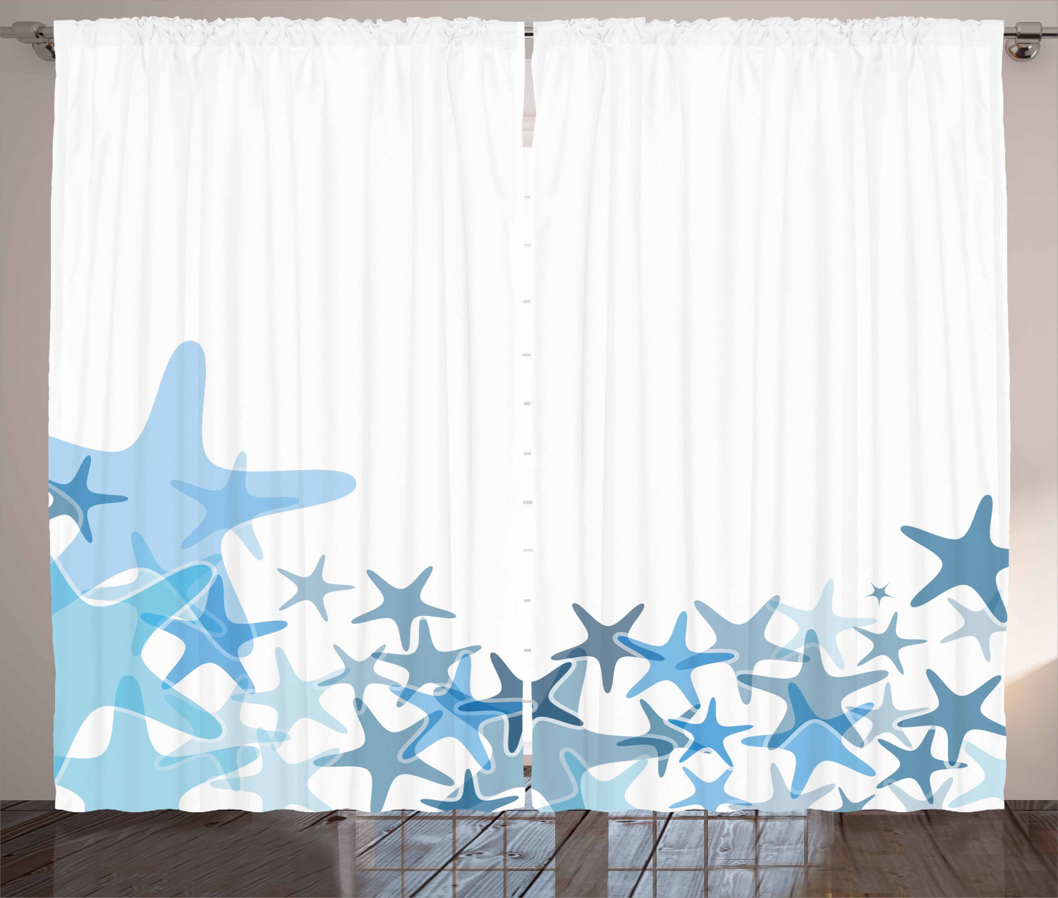 Ambesonne Starfish Curtains 2 Panel Set, Blue Sea Animals, 108" x 96 ...